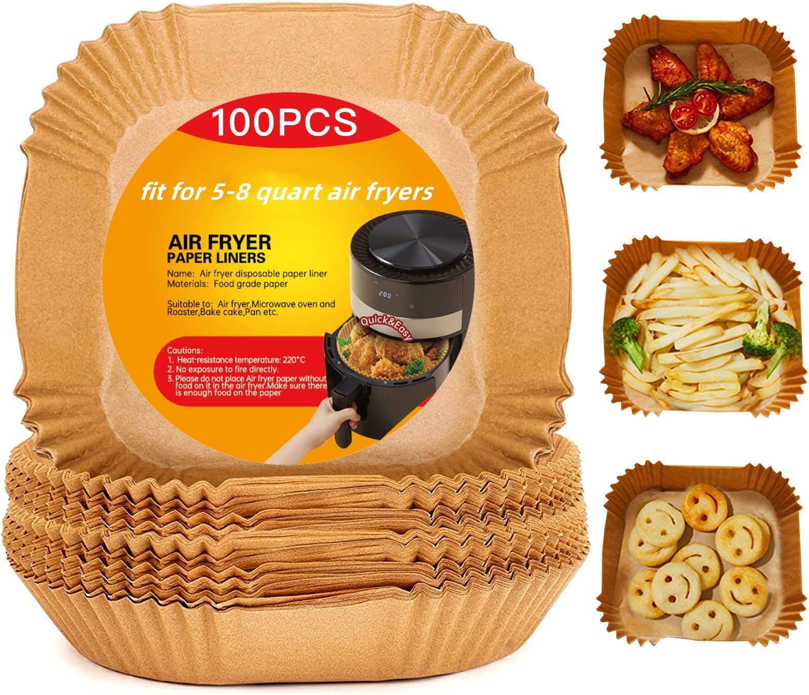 Amazon.com: Air Fryer Disposable Paper Liners Square, Non-Stick ...