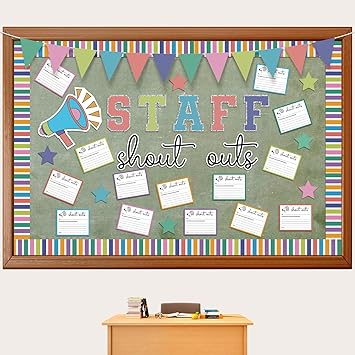 Amazon.com: Staff Shout Out Bulletin Board Decoration Colorful Staff ...