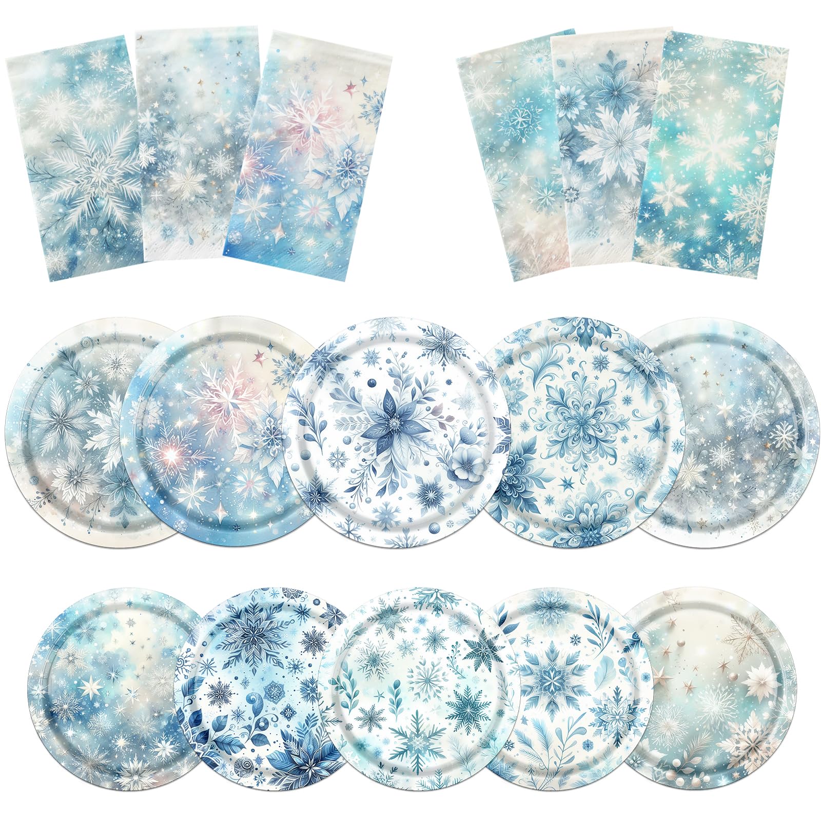 Amazon.com: OGMOGKW Winter Wonderland Decorations Tableware,60pcs ...