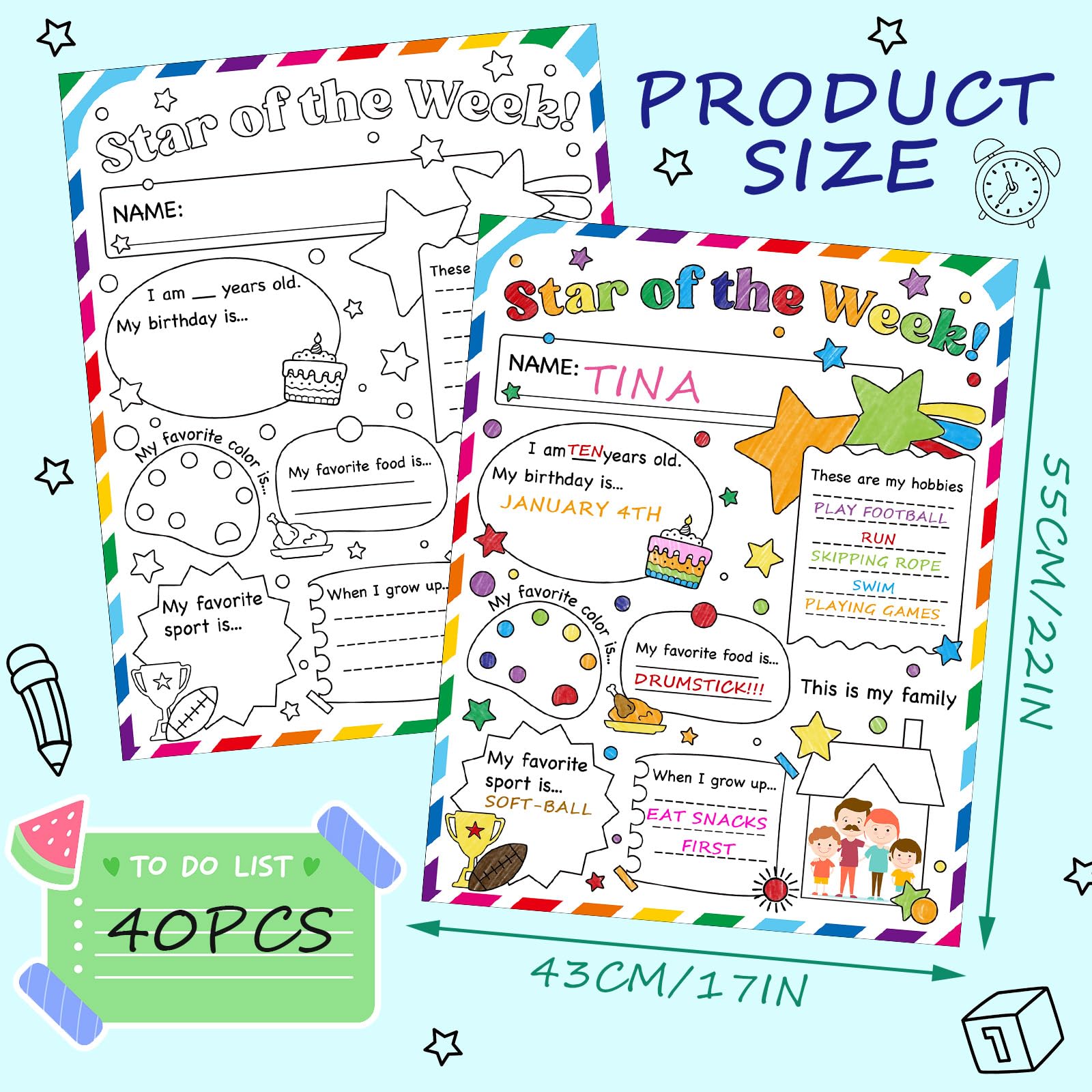 Snapklik.com : 40 Pcs Star Of The Week Student Posters 17" X 22" Star ...