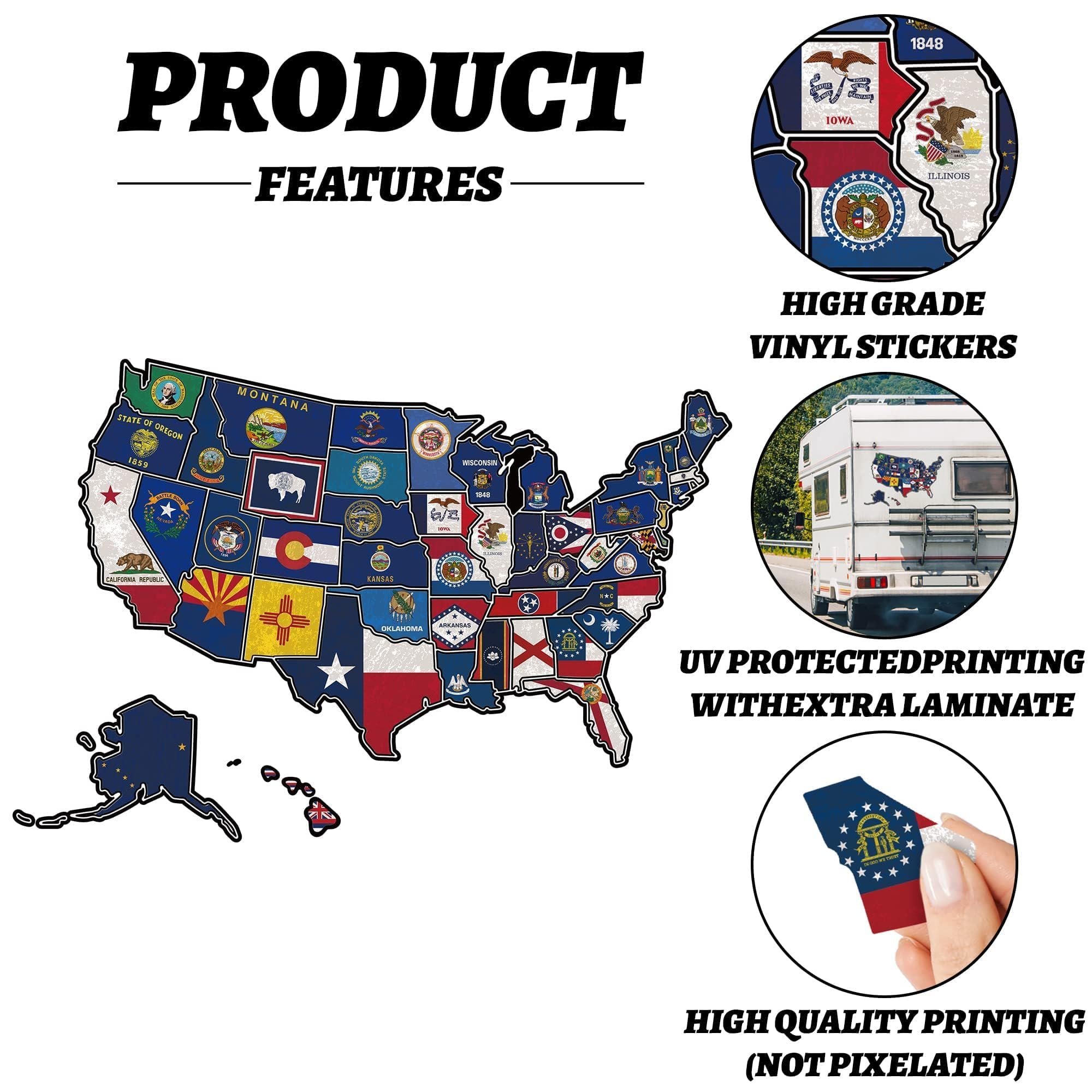 Snapklik.com : RV State Travel USA Map Sticker