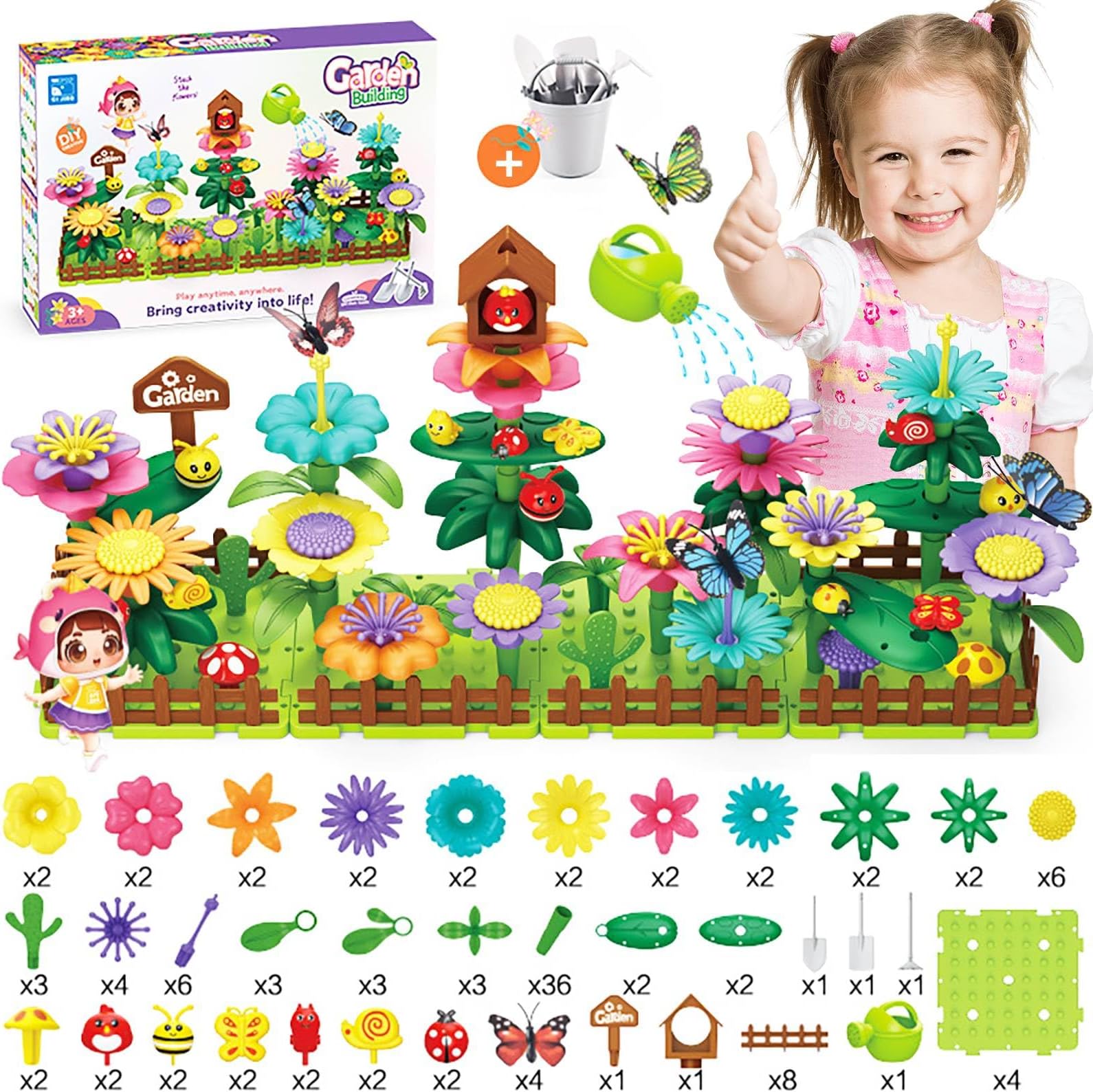 GIGIPIG Flower Garden Building Toys for Girls Age 3, 4, 5, 6 Year Old ...