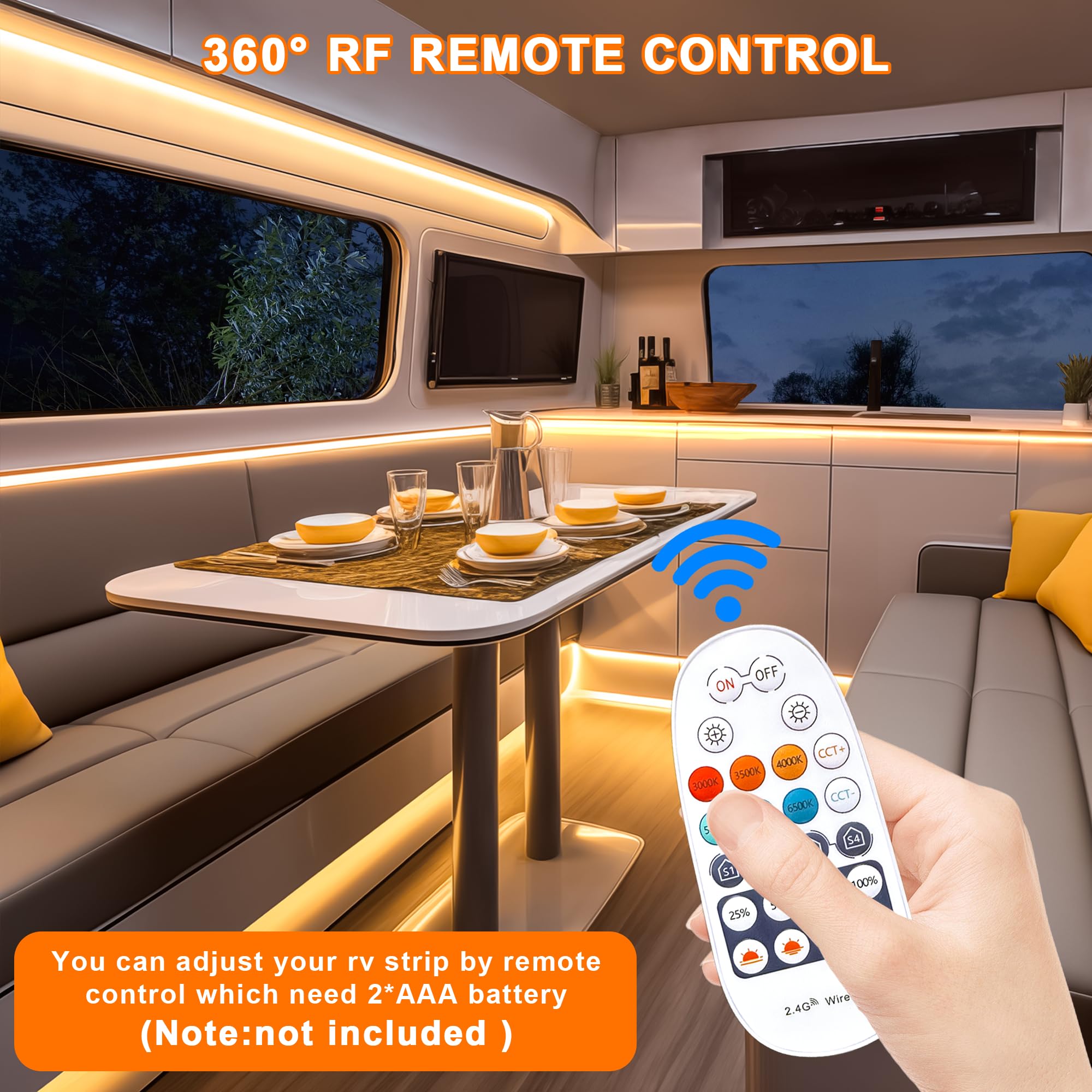 Snapklik.com : 66FT 12V White RV Awning Led Light Strip Dimmable 3000 ...