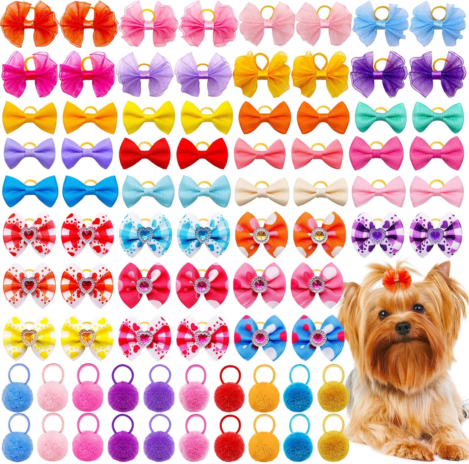 Amazon.com : Mruq pet 80pcs Dog Hair Bows, Cute Pet Puppy Dog Bows with ...