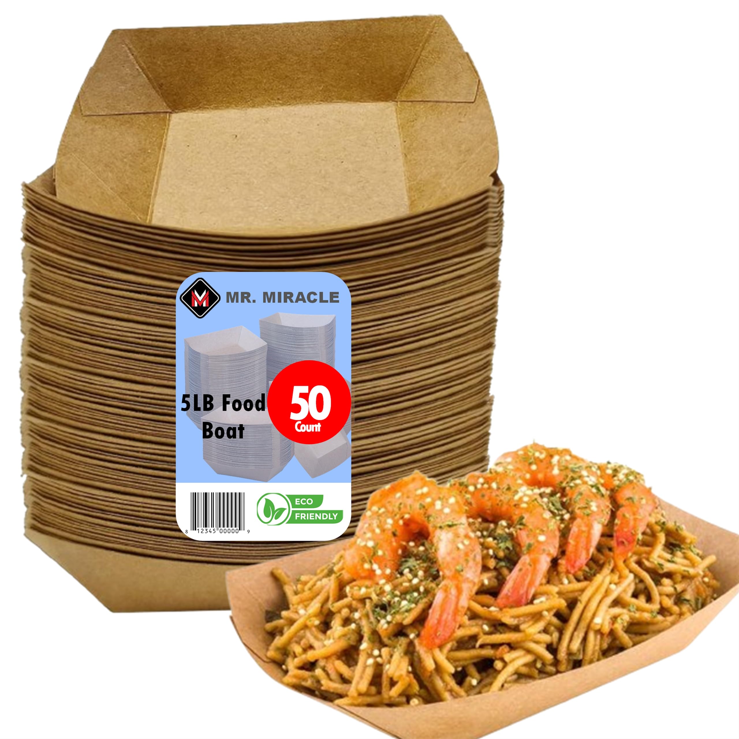 Snapklik.com : Mr Miracle Paper Food Trays, Kraft Paper. Extra Large