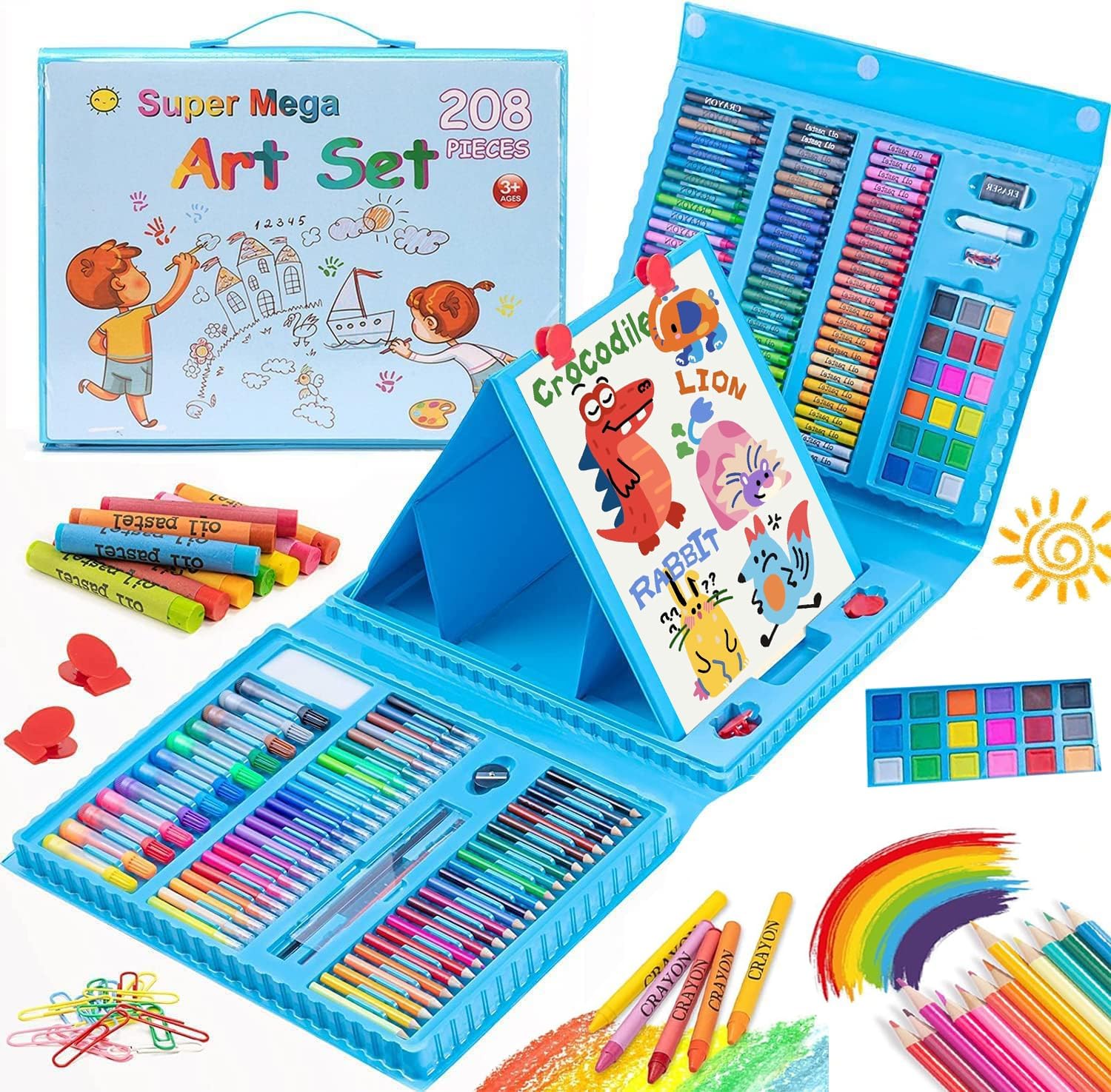 YAYUSI Set de Arte Profesional 208-Piezas, Kit de Dibujo Colores Profesionales Plegable,Juego de ...