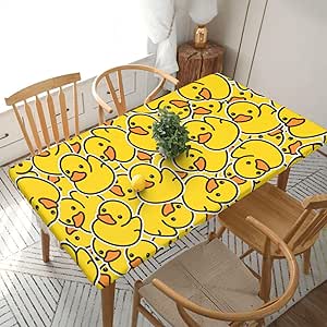 Amazon.com: Fiokroo Cute Rubber Ducks Tablecloth with Elastic Edge for ...