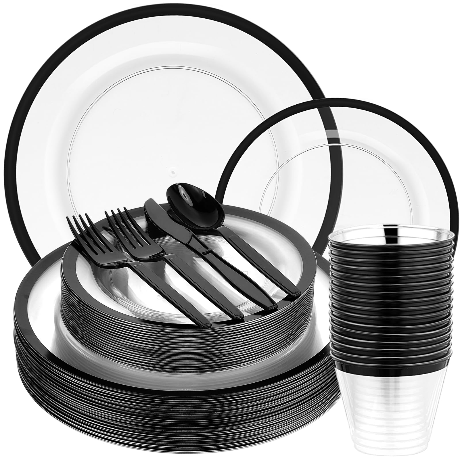 Norme 500 Pcs Disposable Plastic Dinnerware Set, 100 Transparent ...