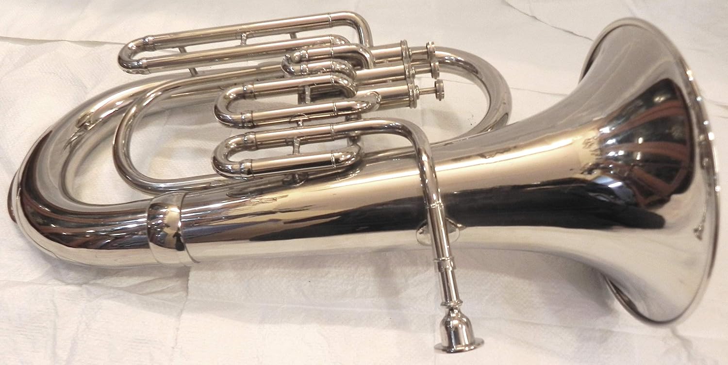 Amazon.com: SILVER BRASS 3 VALVE EUPHONIUM WITH MOUTH PIECE AND CARRY ...