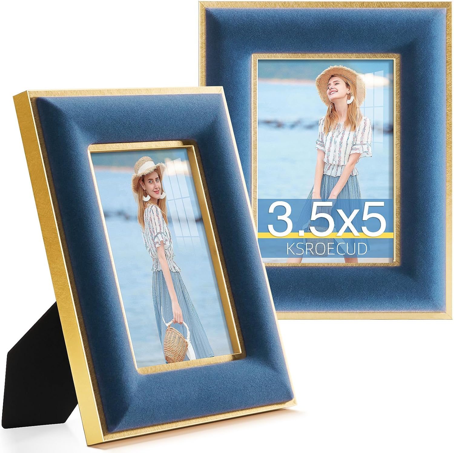 Amazon.com - KSROECUD 3.5x5 Velvet Picture Frame, Navy Blue Photo ...