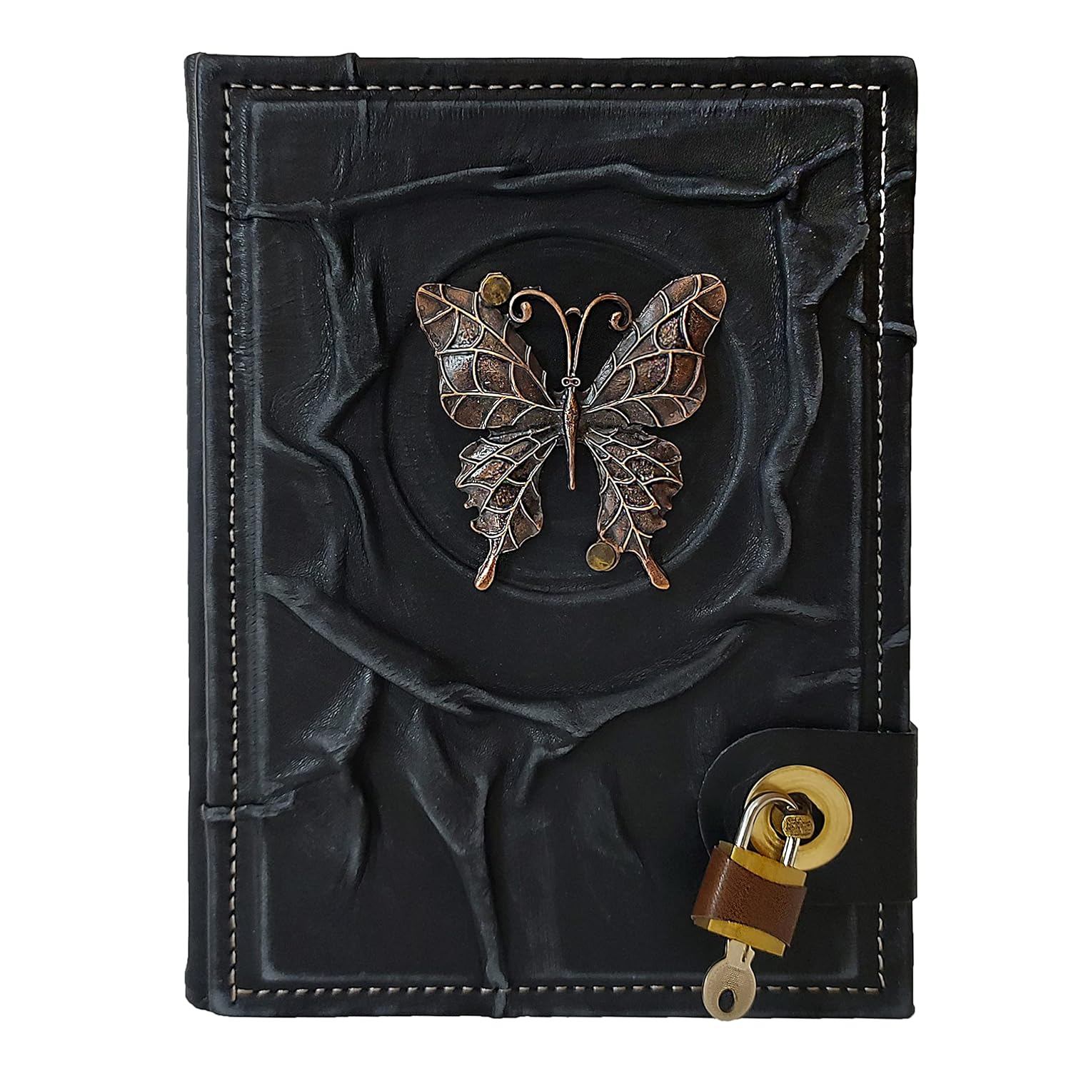 Fairy Butterfly Figured Locked Genuine Leather Notebook Diary, Handmade ...