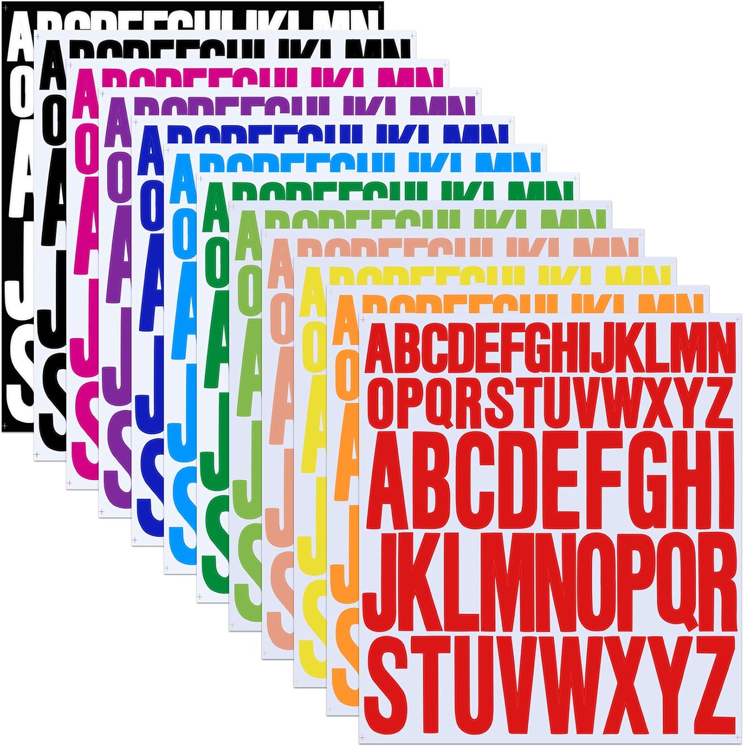 Amazon.com: 12 Sheets Alphabet Stickers, 12 Colors Self Adhesive Vinyl ...