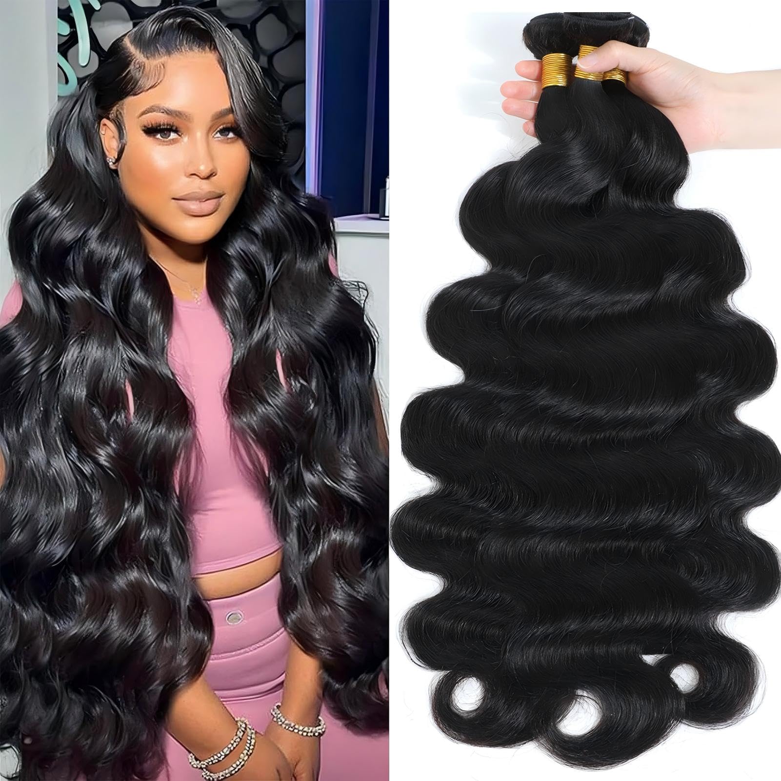Amazon.com: Body Wave Bundles Human Hair 24 26 28 Inch 12A 100% ...