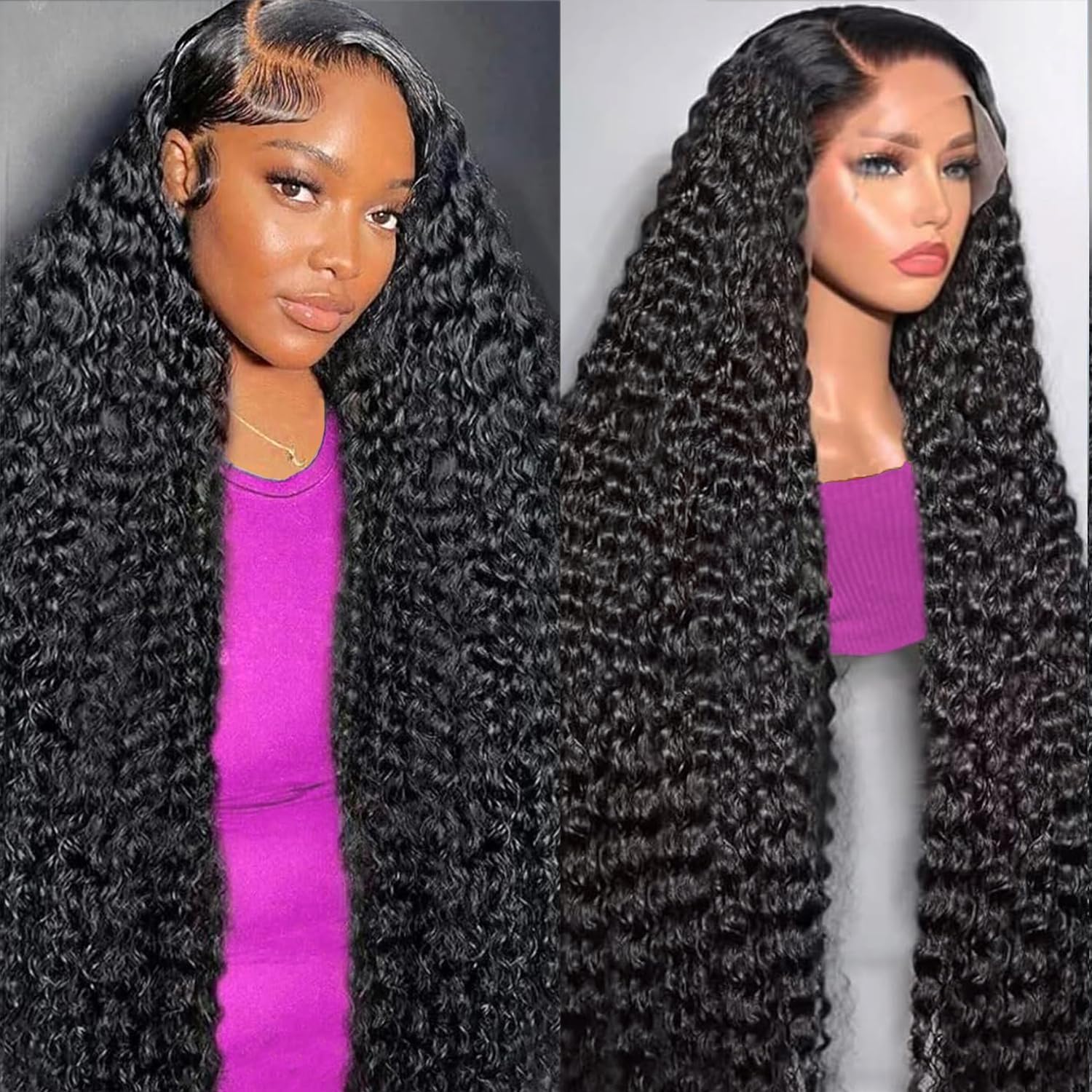 Amazon.com : FCUFCU 30 Inch Deep Wave Lace Front Wigs Human Hair 200% ...