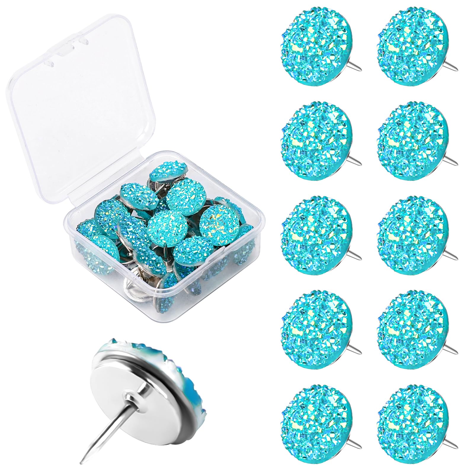 Amazon.com: 30pcs Push Pins, Shiny Diamond Push Pins Glitter Rhinestone ...
