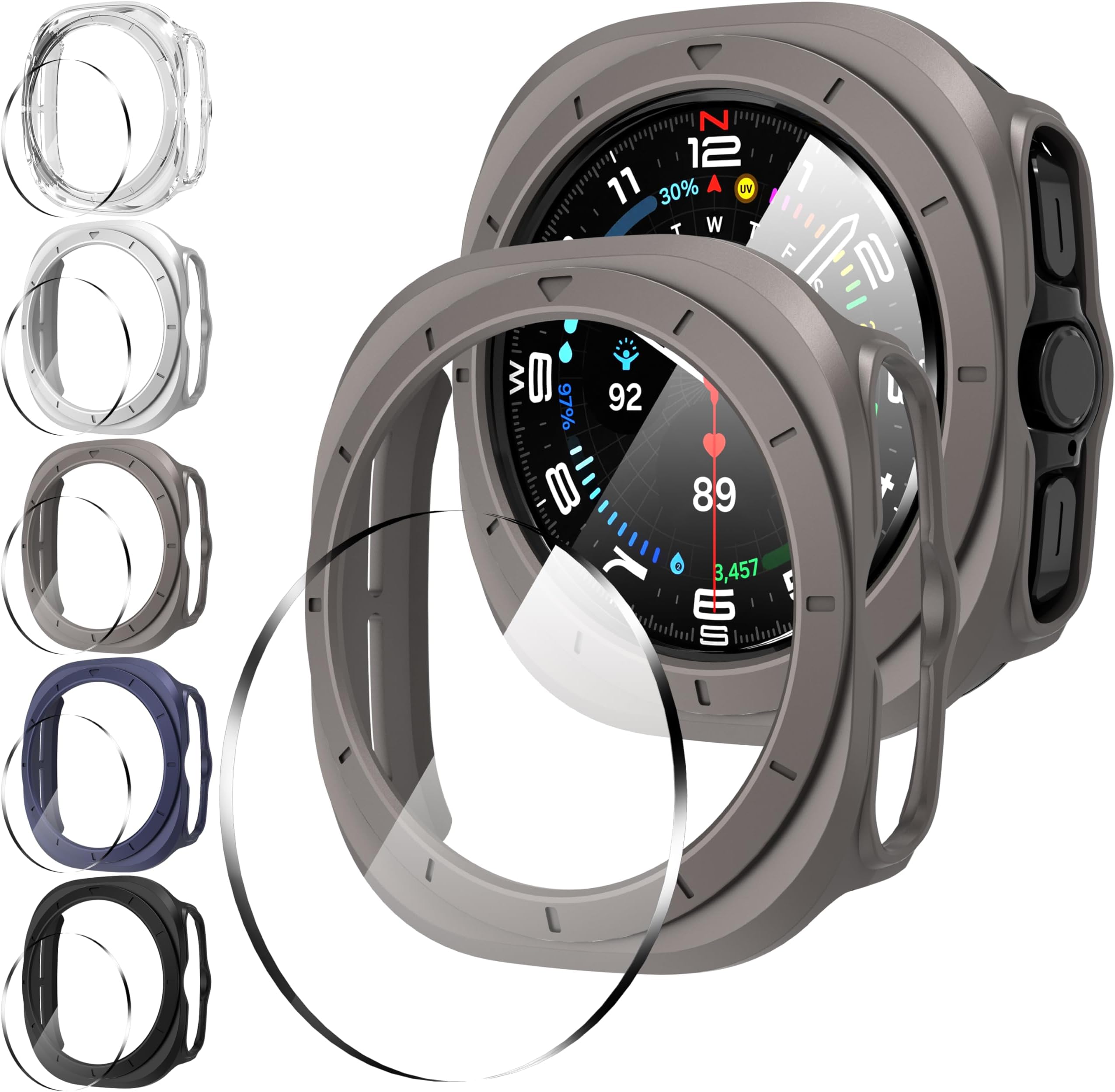 Amazon.com: Suoman 5+5 Pack for Samsung Galaxy Watch Ultra 47mm Case ...