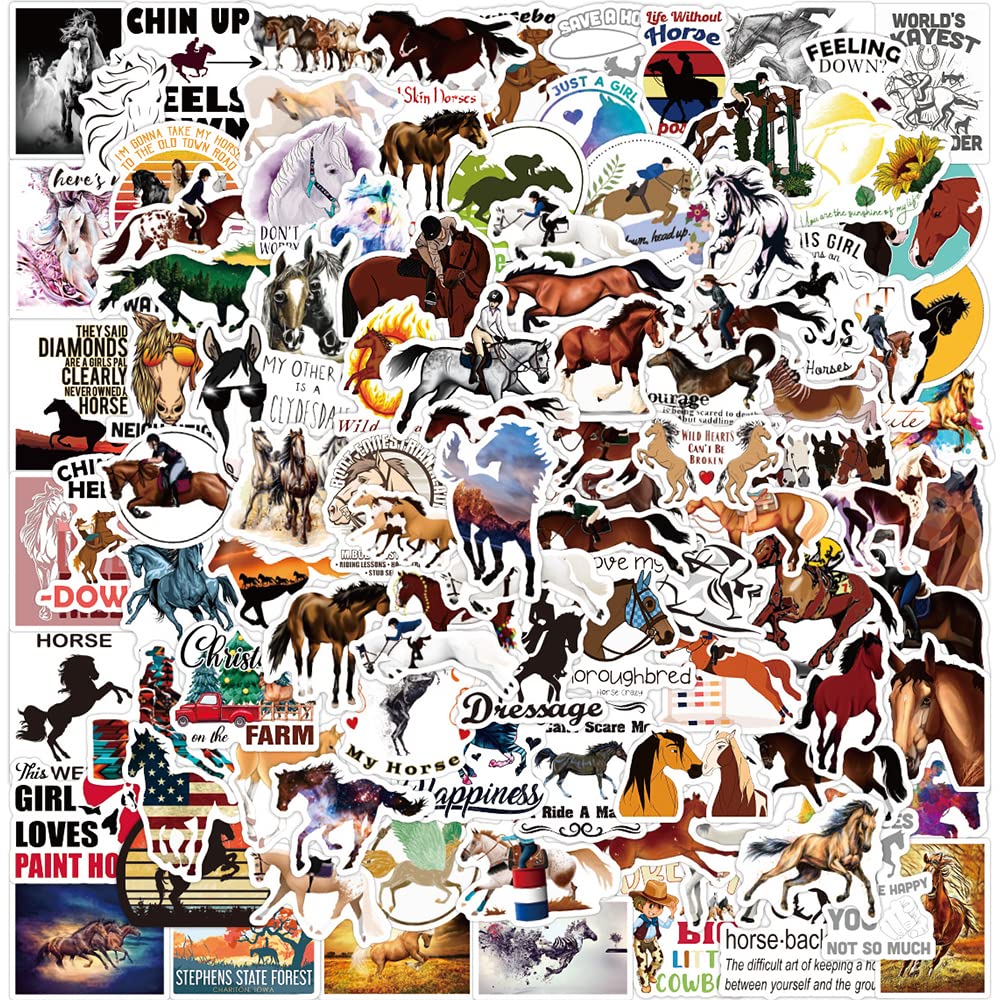 Amazon.com: Horse Riding Stickers 100 Pieces for Waterproof Laptop ...