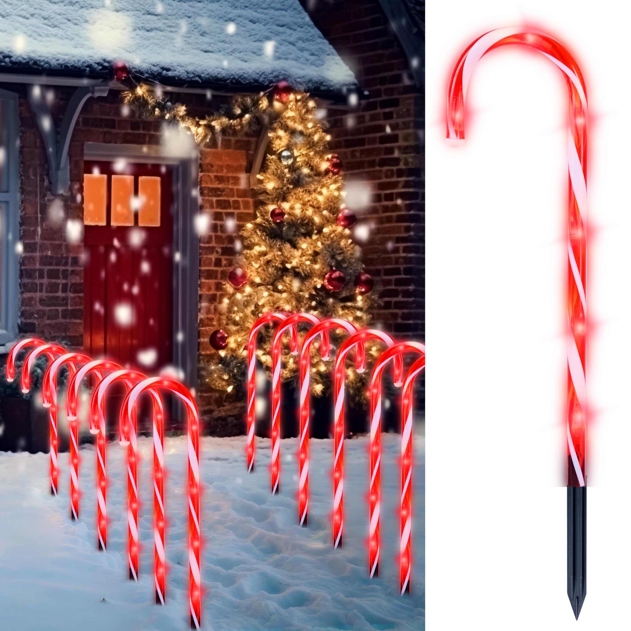 JOIEDOMI 17" Christmas Candy Cane Lights, Christmas Pathway Lights with ...