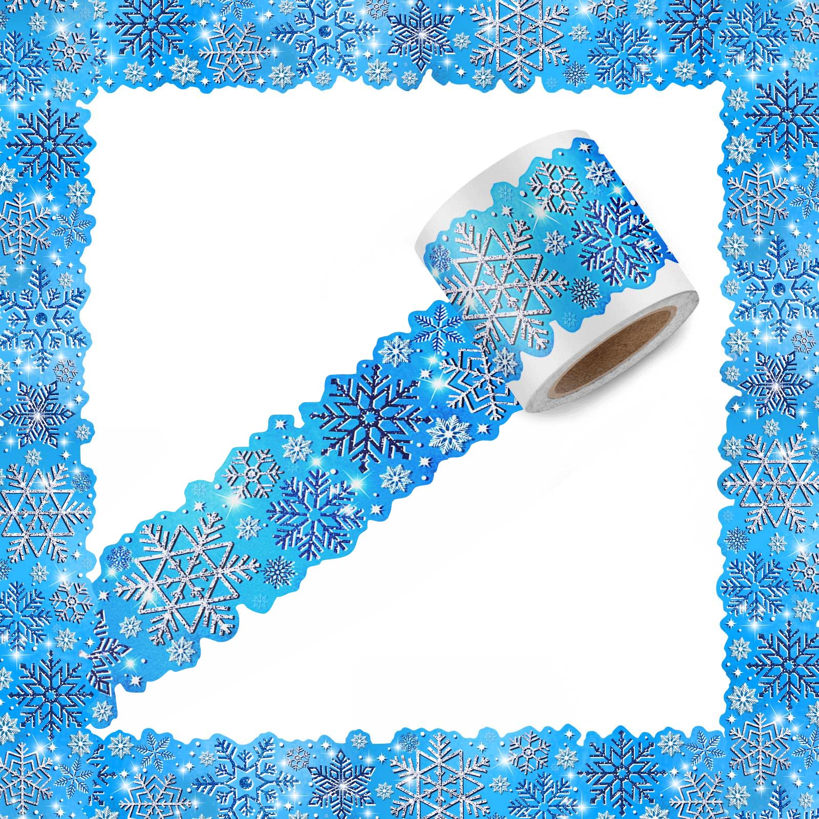 Amazon.com: 68 Feet Snowflake Bulletin Board Border, Christmas Trim ...