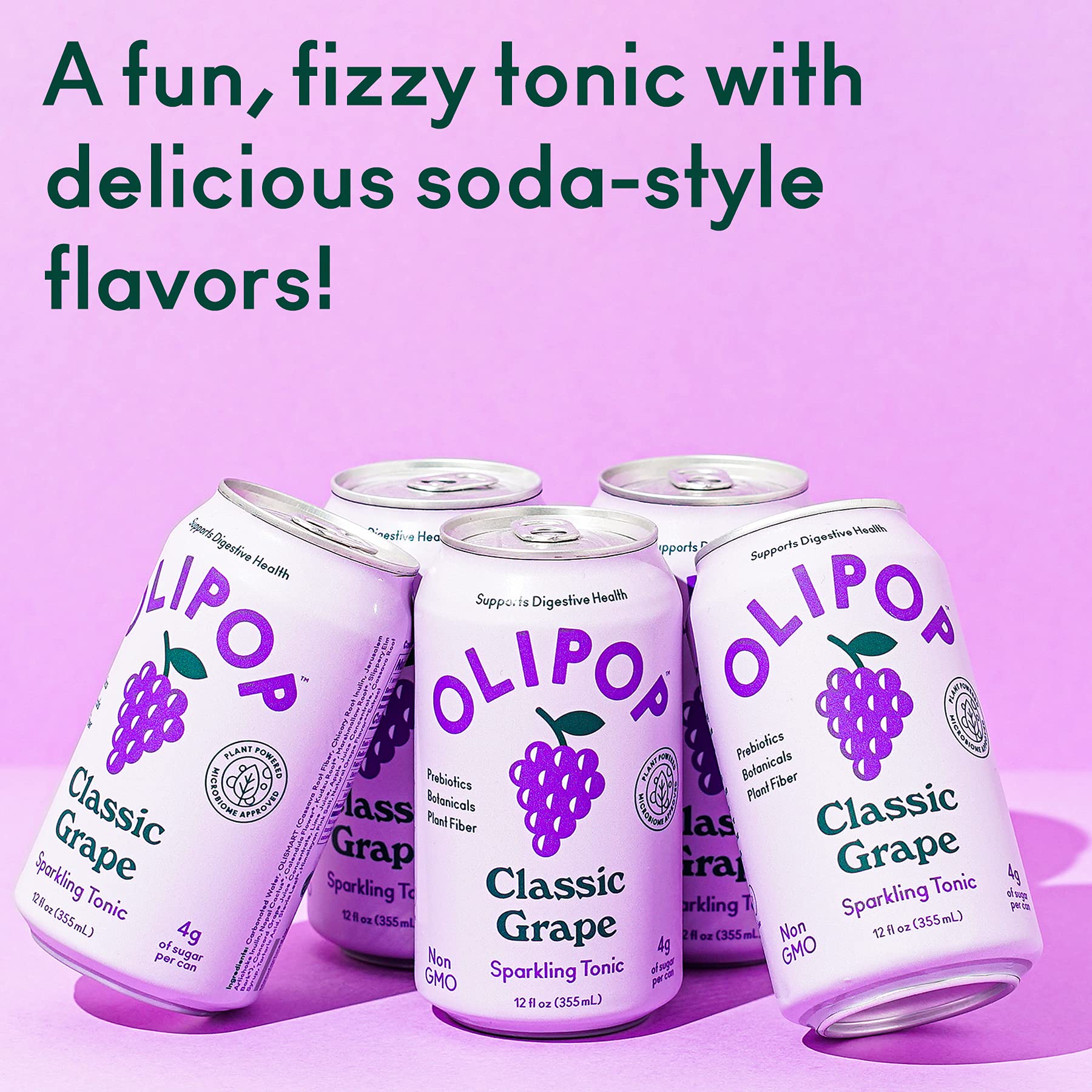 Snapklik.com : OLIPOP Prebiotic Soda Pop, Classic Grape, Prebiotics, Botanicals, Plant Fiber, 12 ...