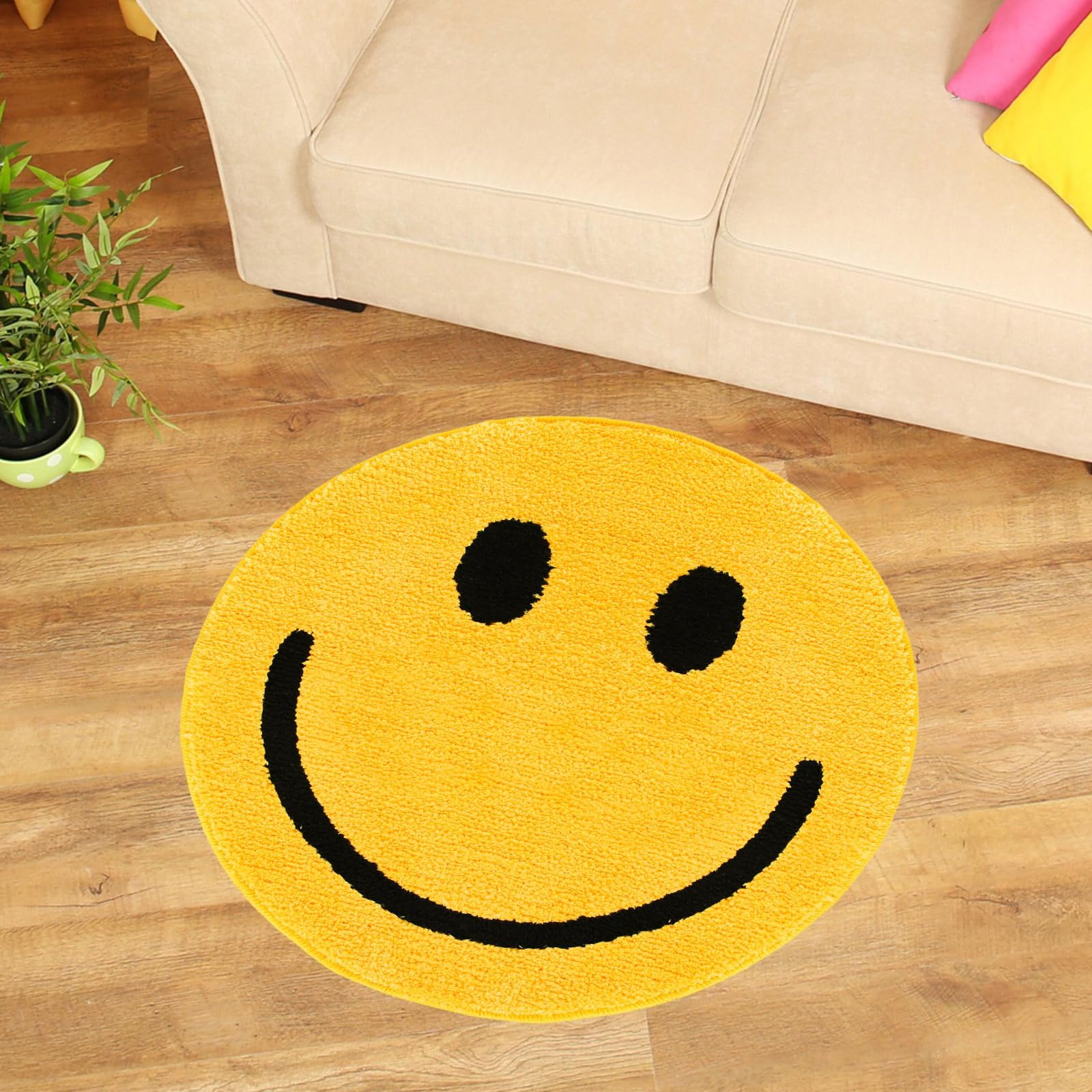 Amazon.com: Haull 24 Inch Smile Face Bath Mat Pink Bathroom Rugs Decor ...