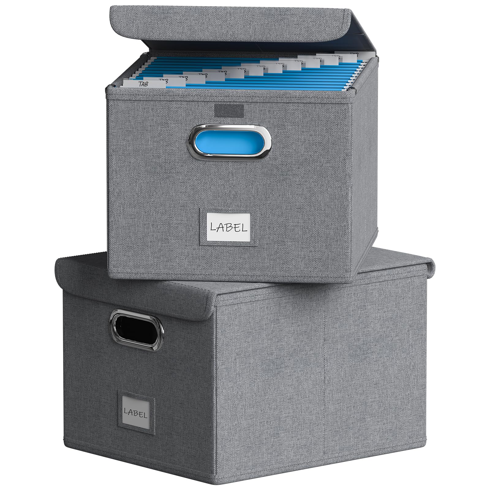 File Organizer Box with Lid- Hanging Storage File Box with Metal Slide ...