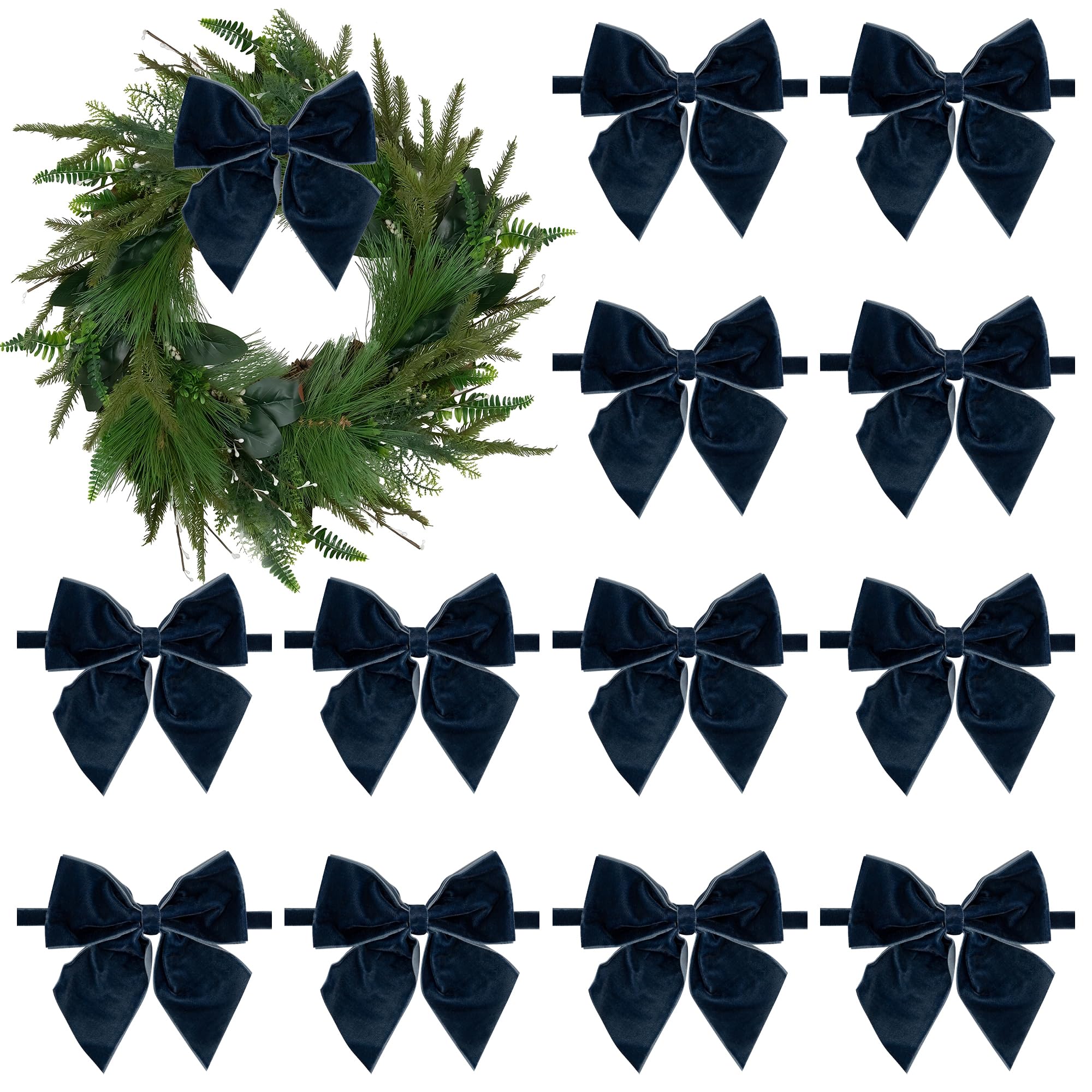 Amazon.com: AIMUDI Navy Blue Velvet Bows 4" Christmas Bows for Gift ...