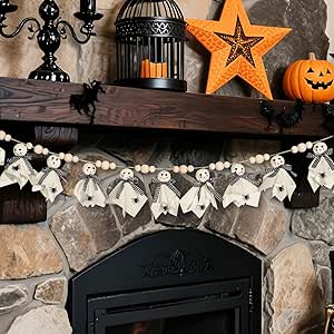 Amazon.com: Vellibring 8.2Ft Halloween Ghost Garlands Decorations,Cute Fabric Ghost Banner with ...