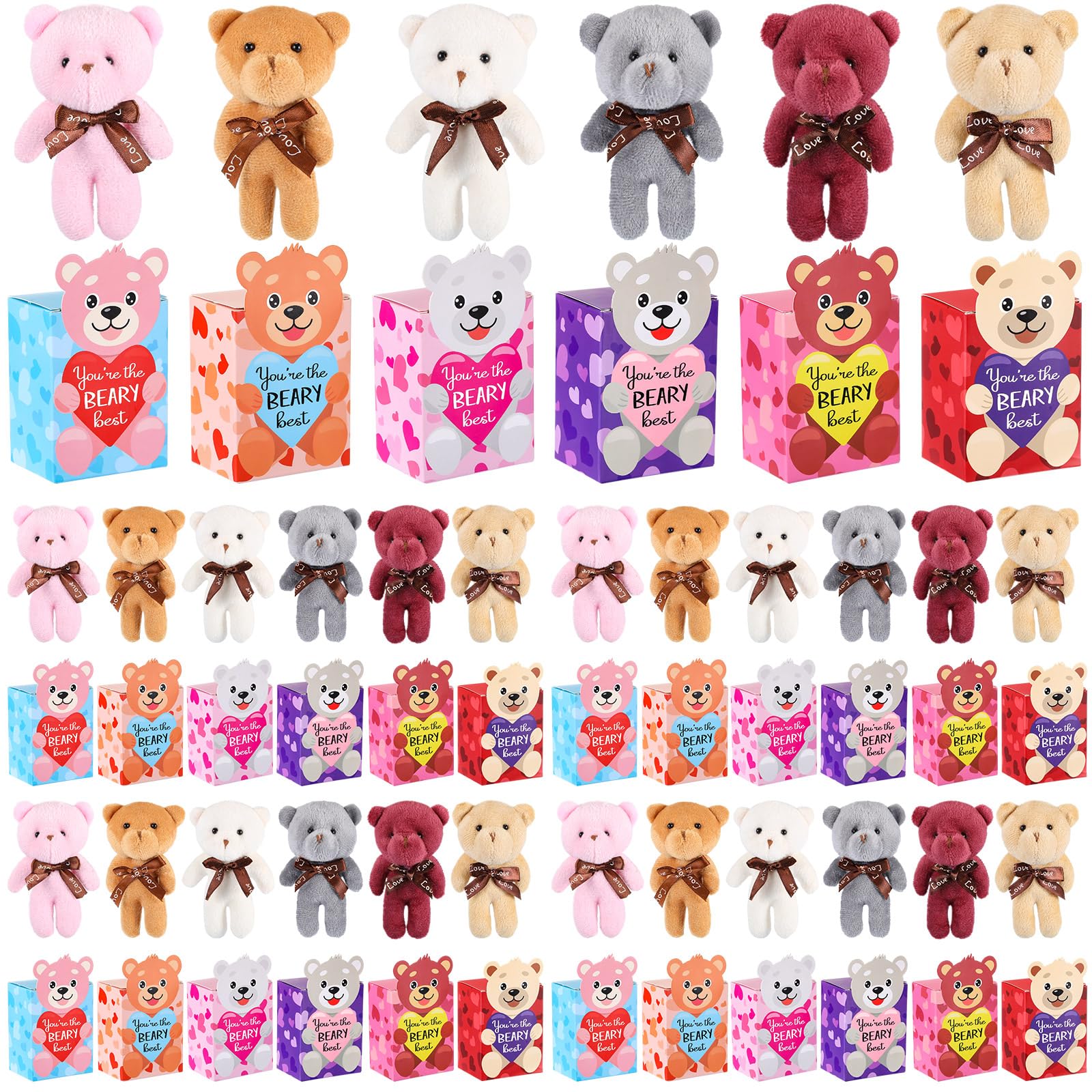 Amazon.com: Halloscume 48 Packs Valentine's Day Mini Bear Toy Bulk ...