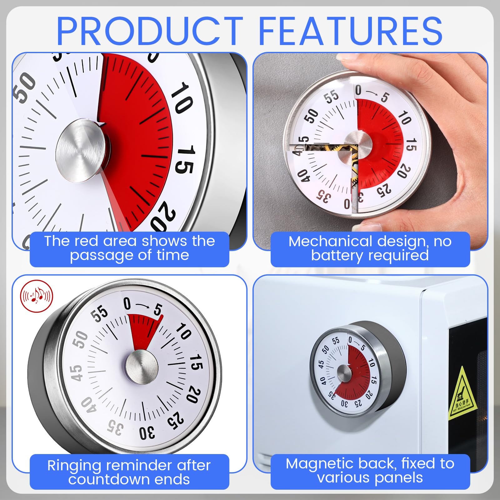 Snapklik.com : Blosssound 3 Pcs 60 Minute Magnetic Visual Timers 3 Inch ...