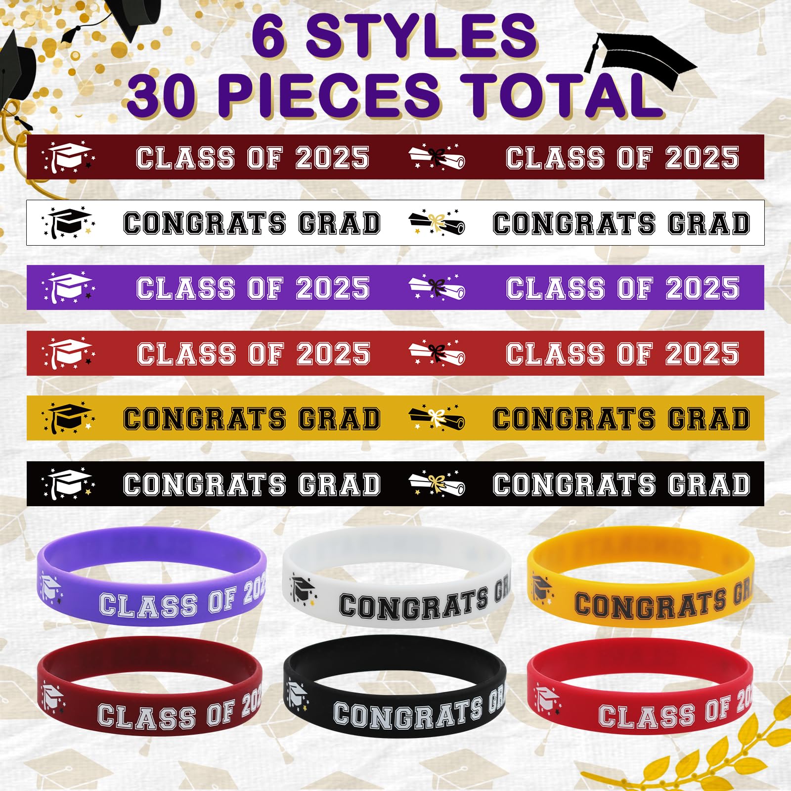 Snapklik.com : Class Of 2025 Graduation Bracelets Bulk 30PCS Congrats ...