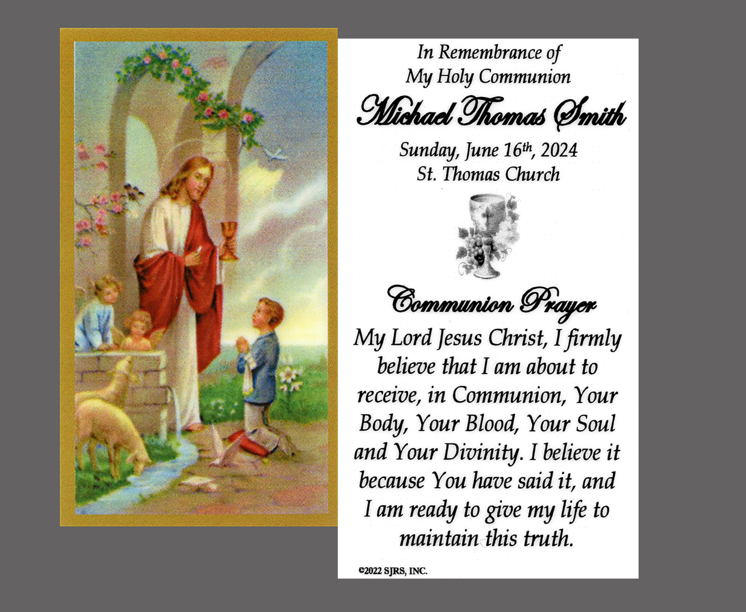 Boy Receiving First Holy Communion First Communion Keepsake Prayer