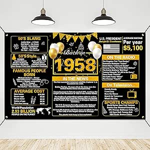 Crenics Black Gold 65th Birthday Decorations, Vintage Back in 1958 ...