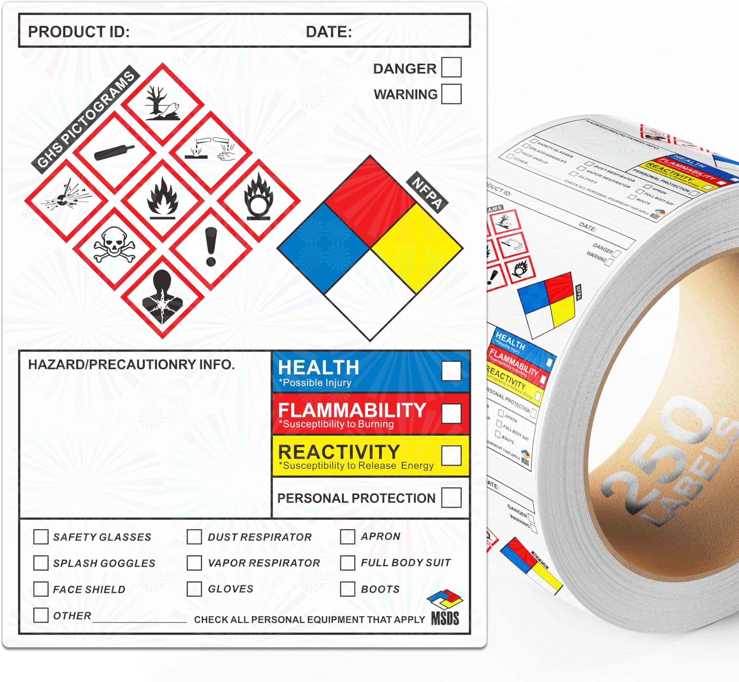 Amazon.com: SDS Label Stickers 4 x 3 Inches, Roll of 250 MSDS OSHA Data ...
