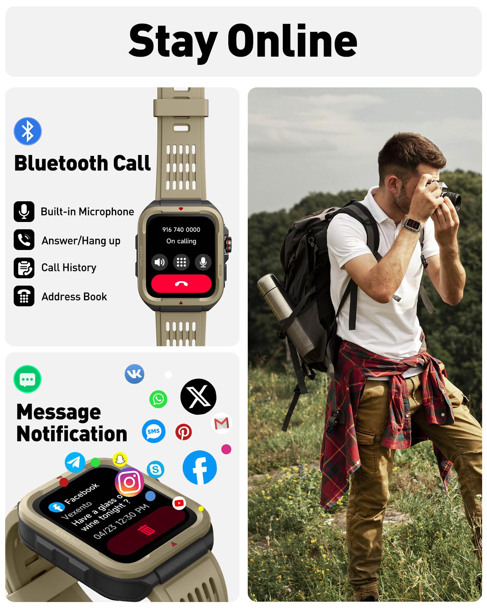 Snapklik.com : VRPEFIT Smart Watch For Men Women (Answer/Make Call ...