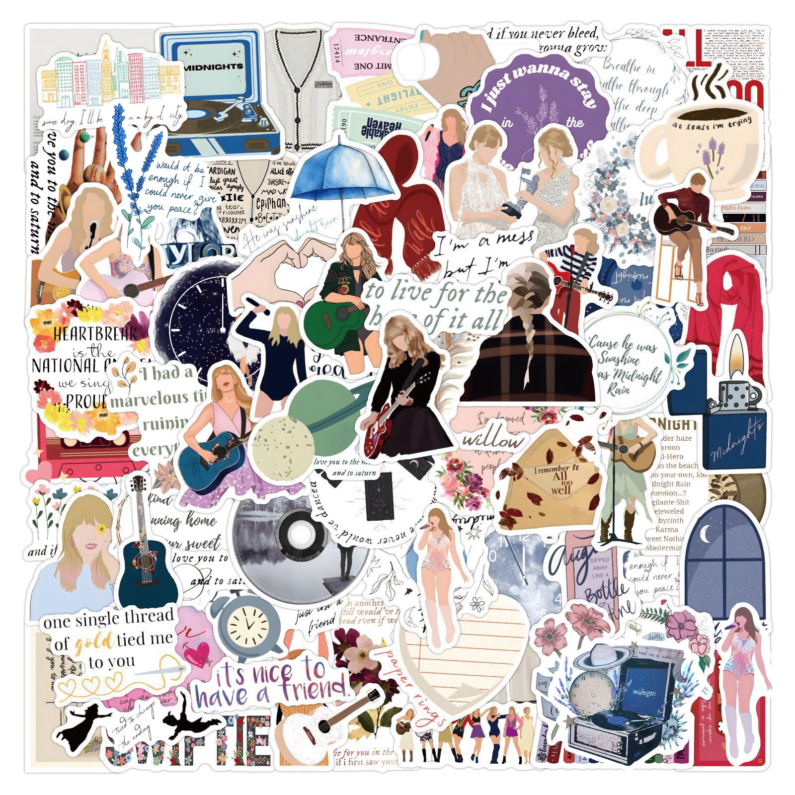 100 PCS Popular Music Stars Stickers for Water Bottles, Laptop Decals ...