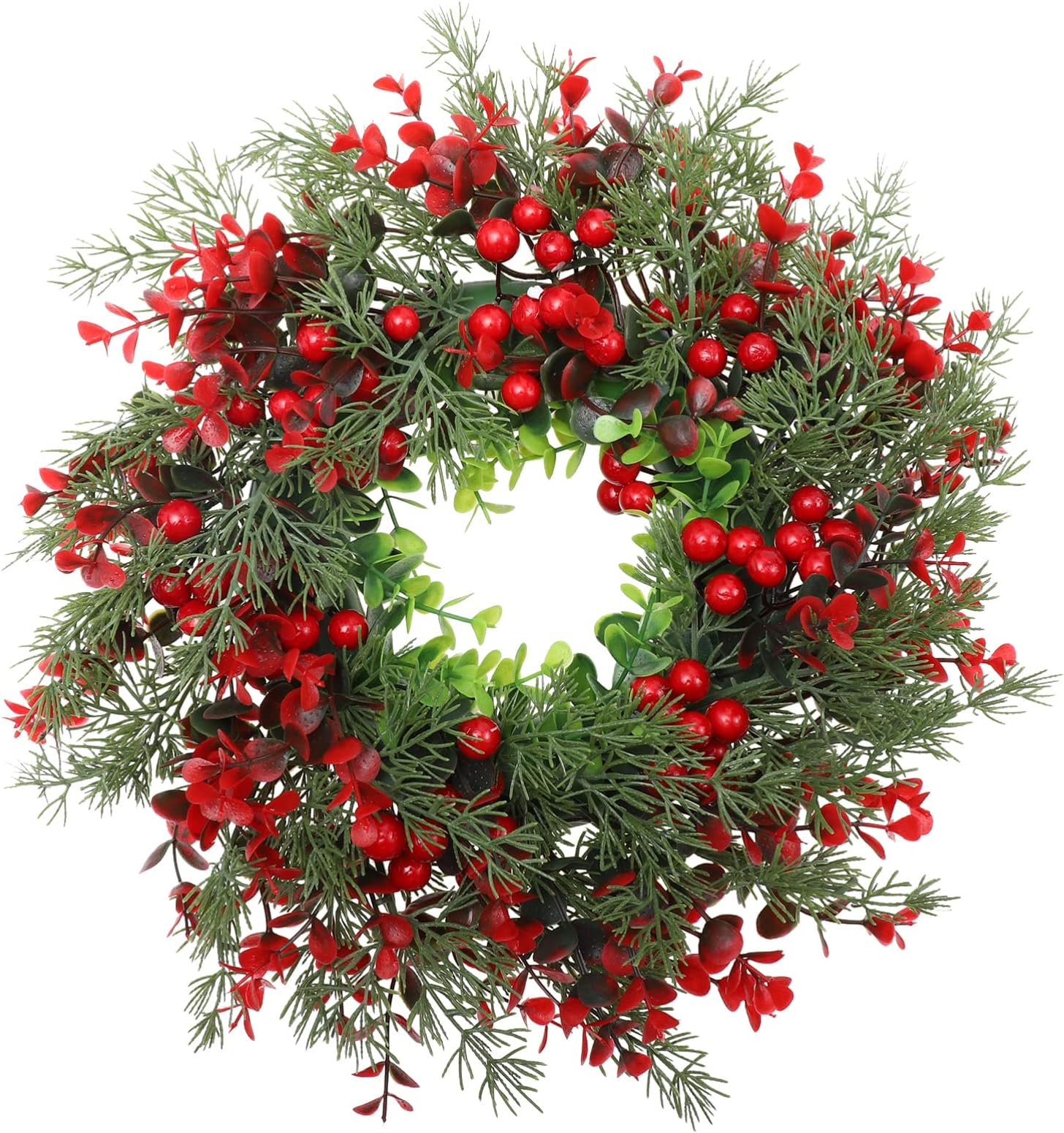Amazon.com: GALPADA Christmas Red Berry Wreath - Artificial Pine Holly ...