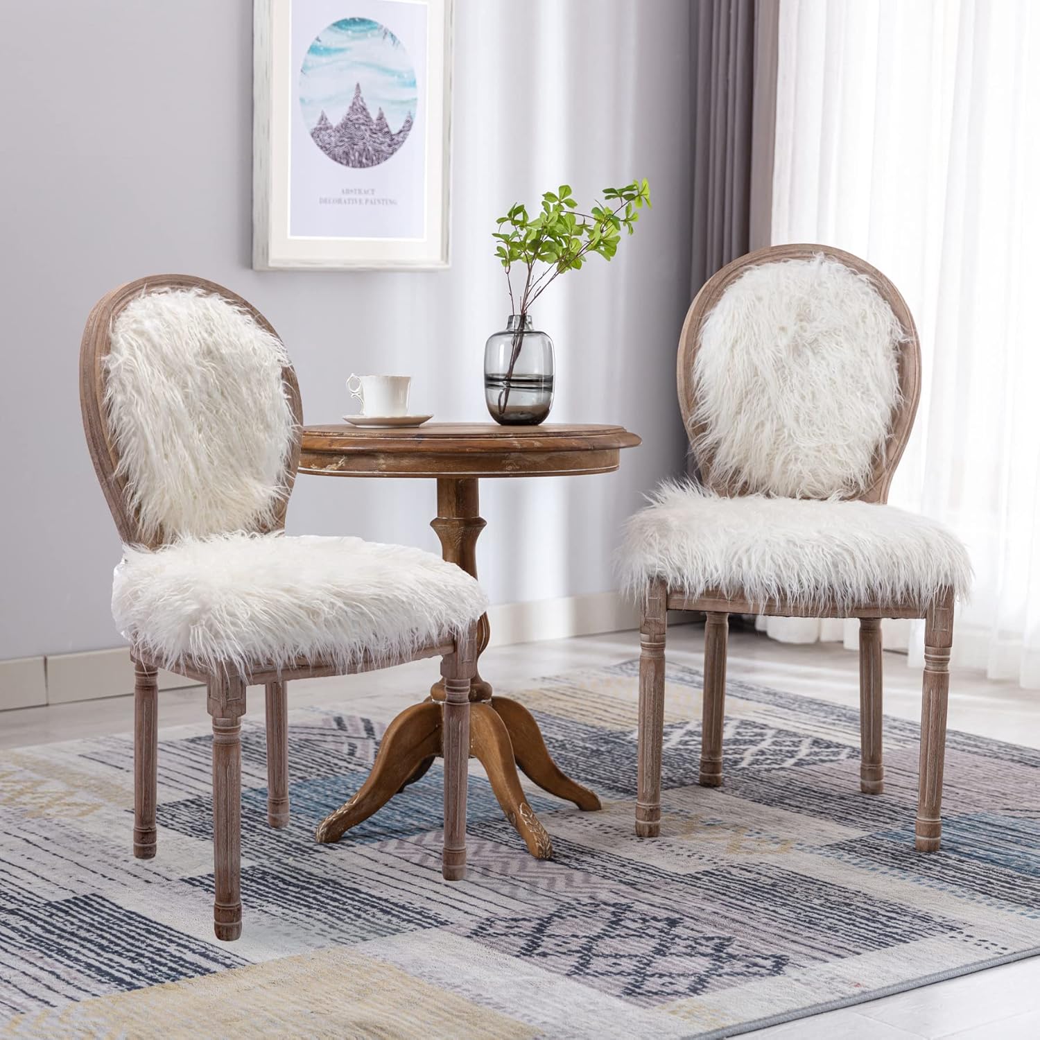 Amazon.com - Goujxcy French Country Dining Chairs Set of 2, Armless ...