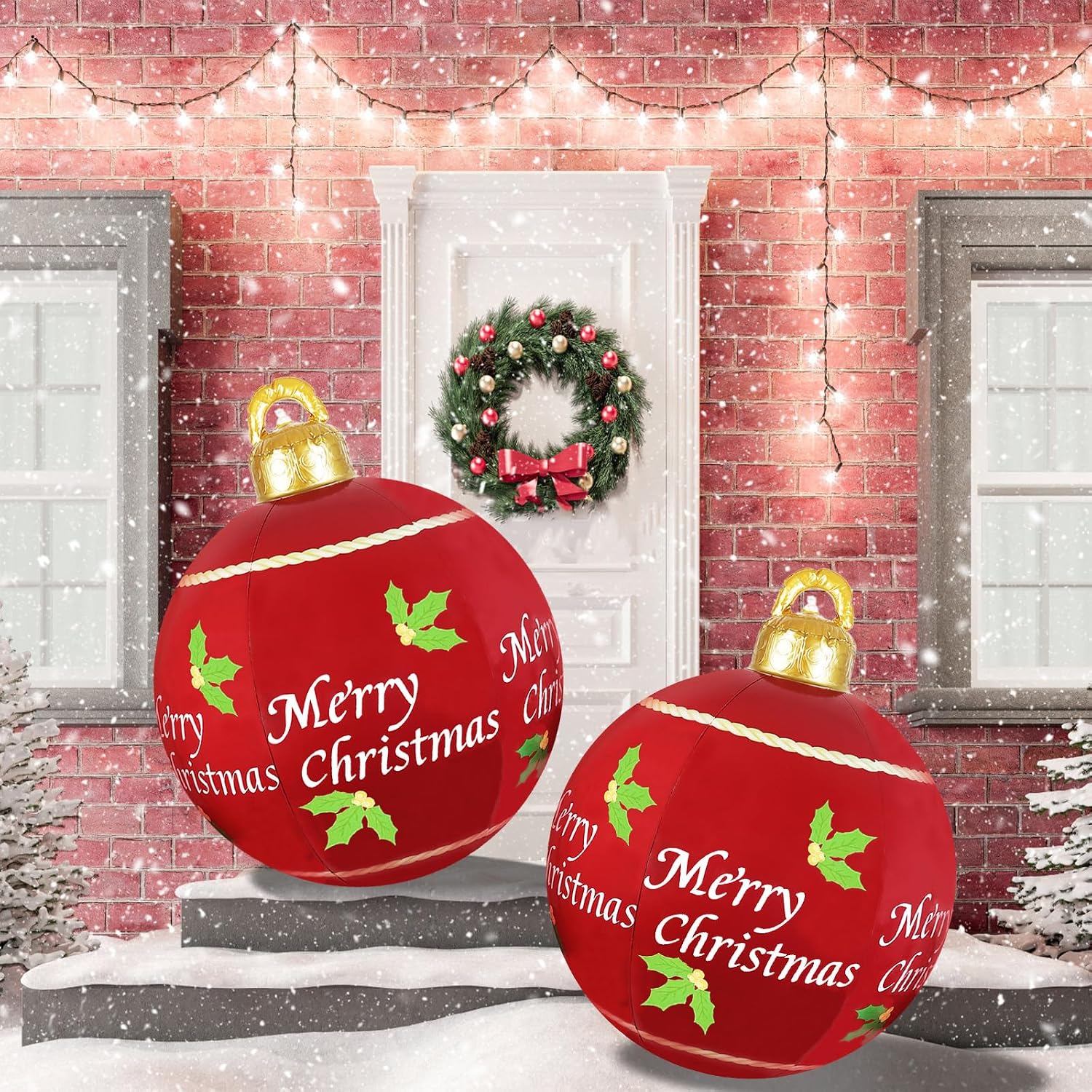 Amazon.com: 2 Pcs 24 Inch Christmas Giant Inflatable Ornaments Balls ...