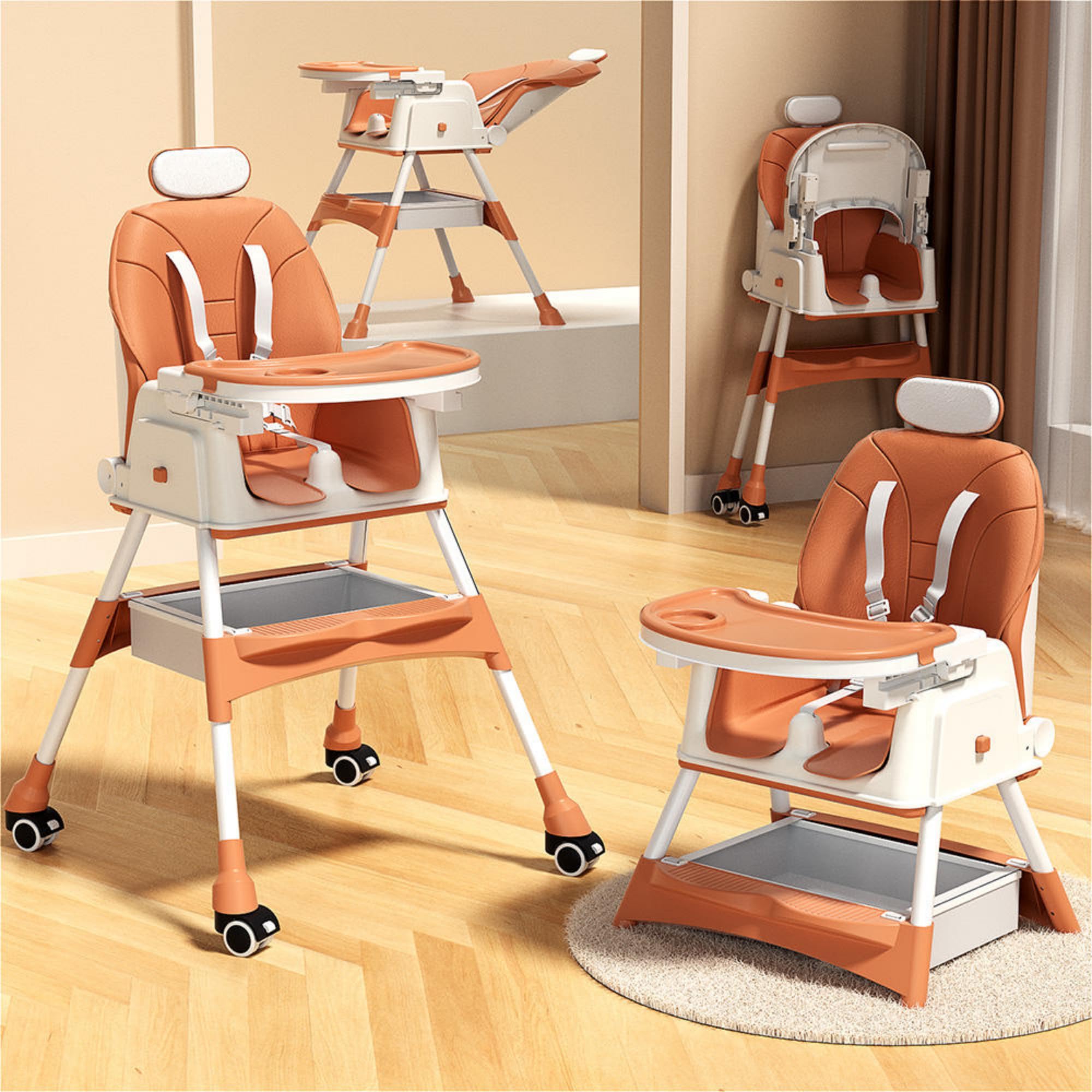 Miniature Miracles New Multifunctional Baby Highchair with 4 Wheels ...