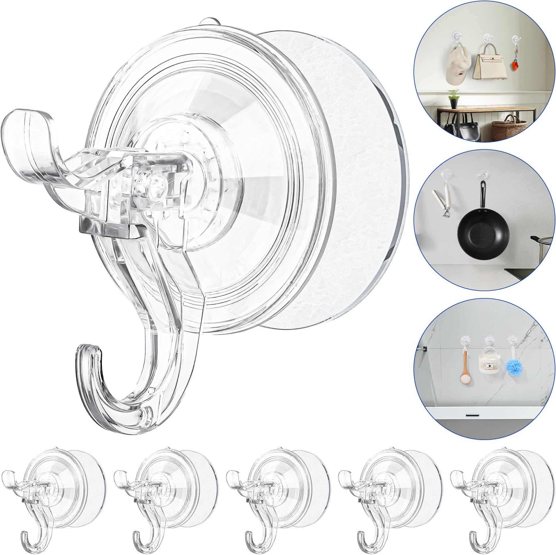 Amazon.com: Suction Cup Hooks, Pack of 12 - Locking System - Extra ...