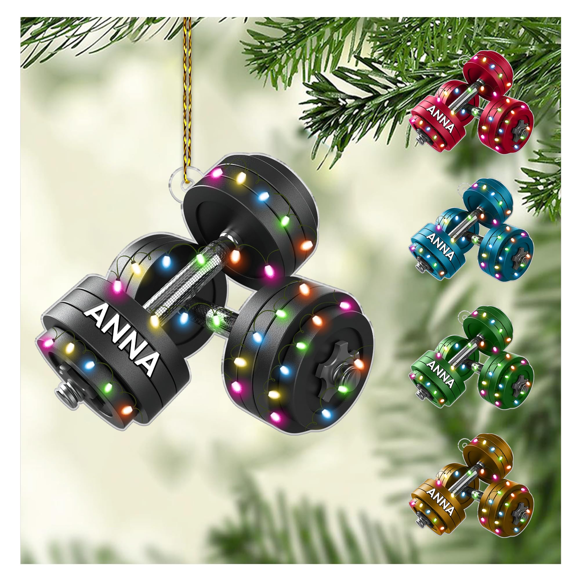 Amazon.com: Hyturtle Personalized Barbell 2D Flat Ornament ...
