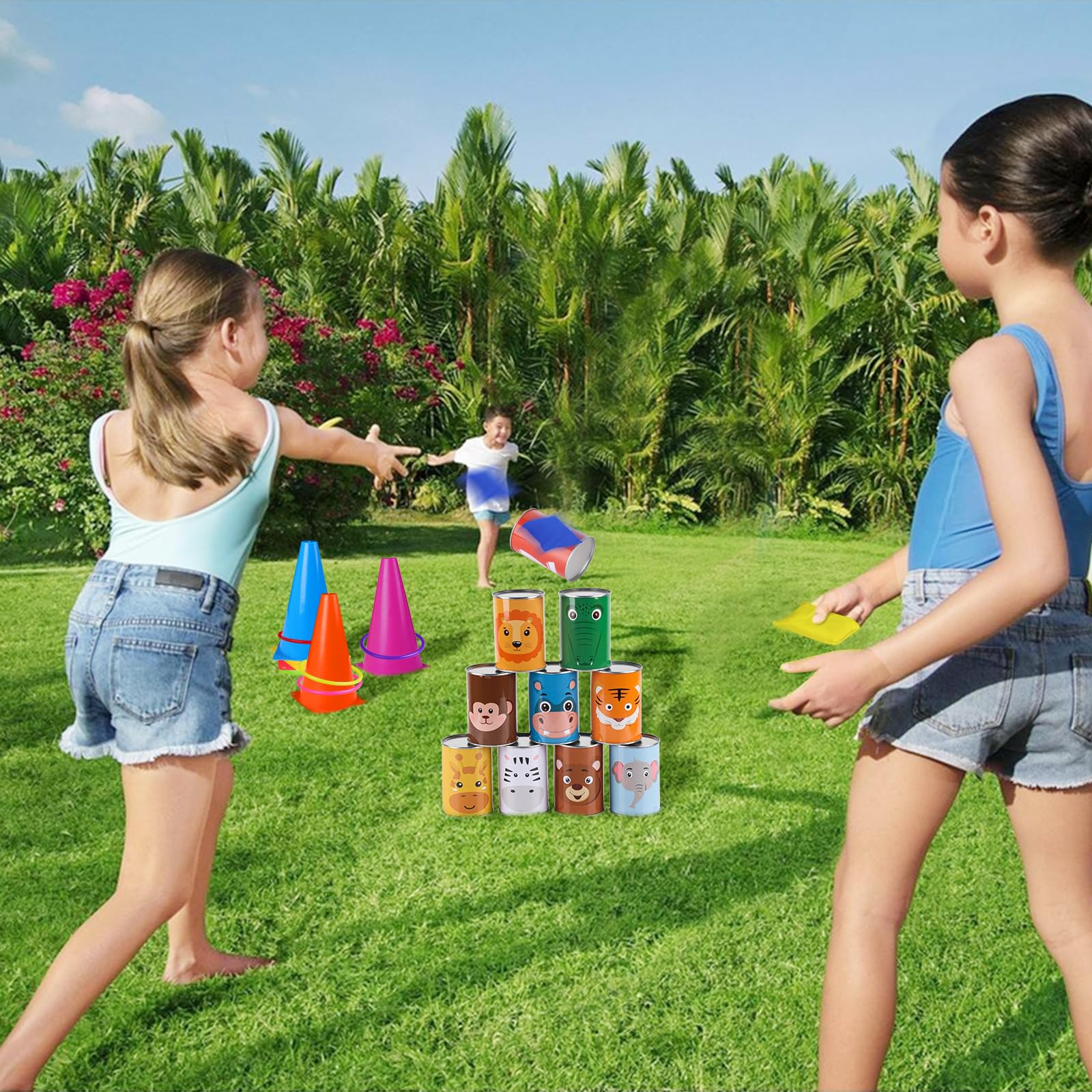 Hooqict 36PCS Carnival Games Set 4 in 1 Bean Bag Toss Can Games Soft ...