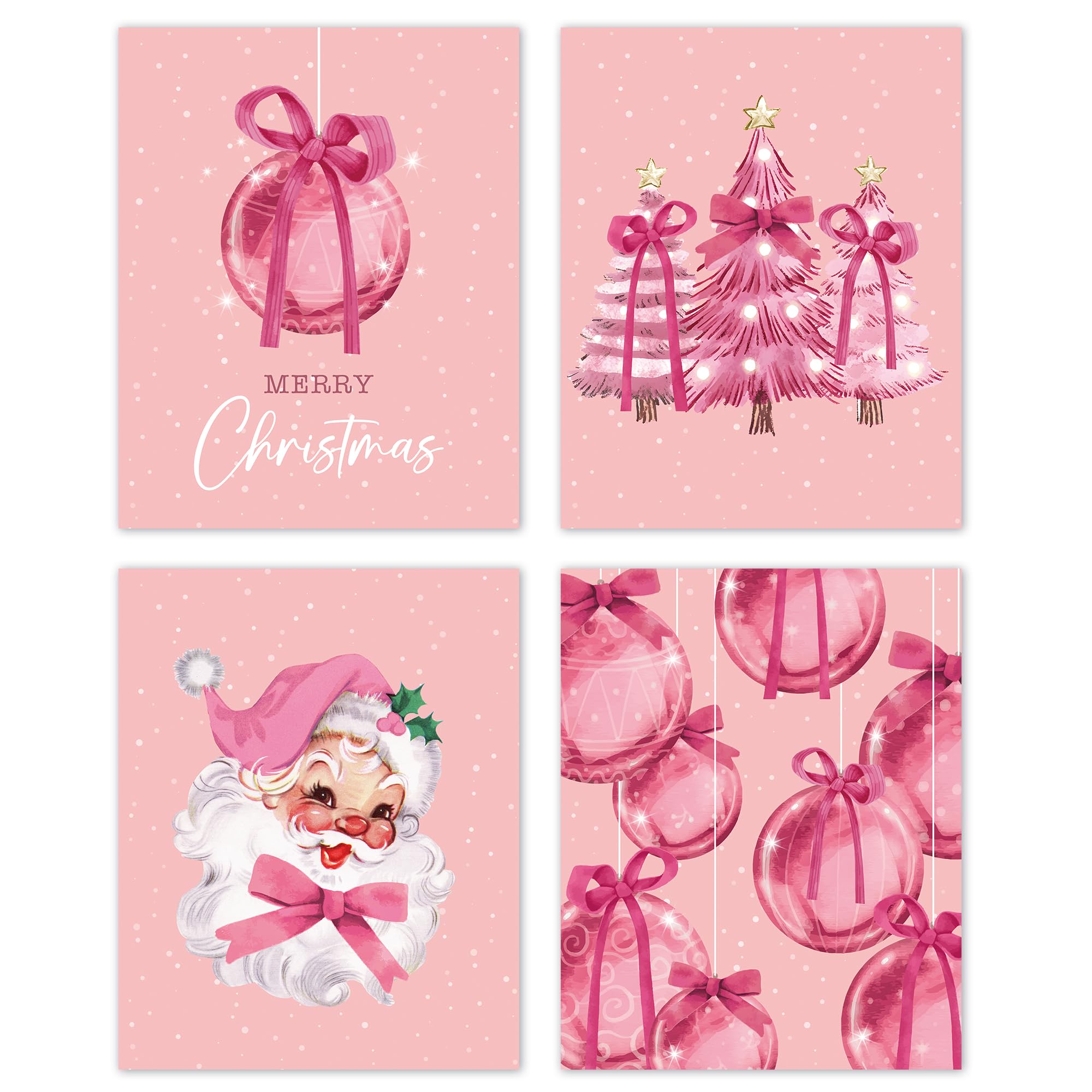 Amazon.com: TLESKE Pink Winter Merry Christmas Coquette Bow Posters ...