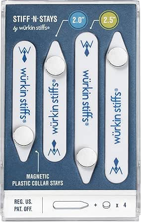 Wurkin Stiffs Stiff-N-Stay Magnetic Collar Stays for Men – 2.0” and 2.5 ...
