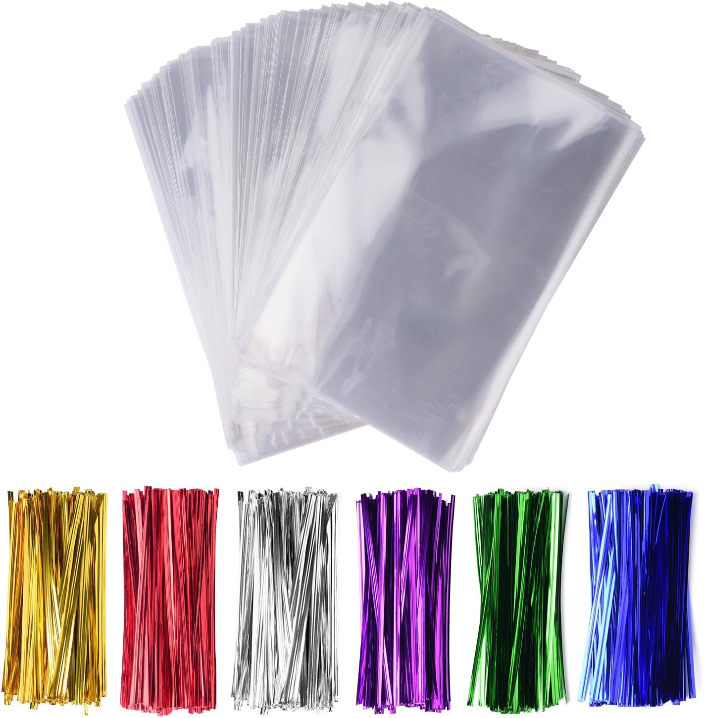 Amazon.com: 200 Clear Cello Cellophane Treat Bags 5X7 Inch with 200 ...