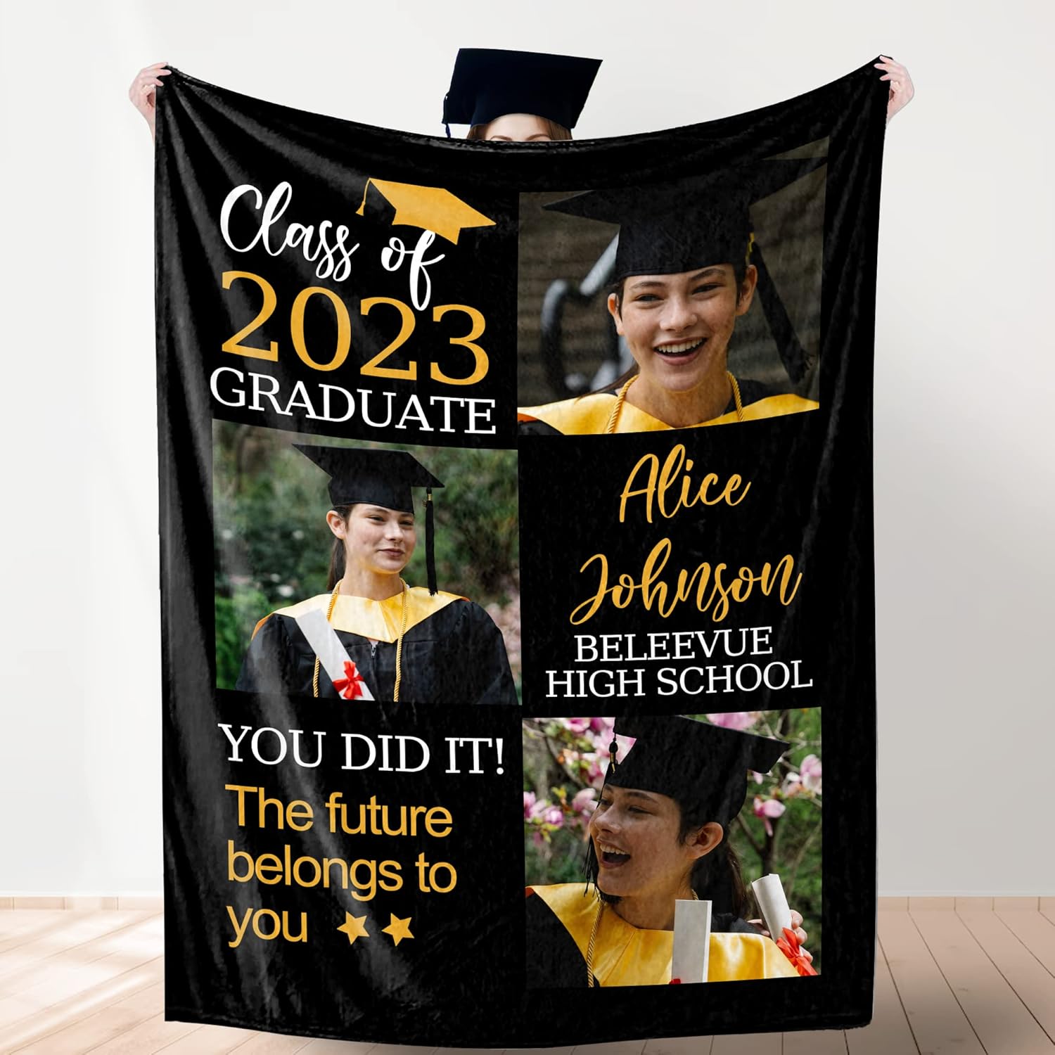 Amazon.com: YESCUSTOM Custom Graduate Blanket with Photo Collage ...