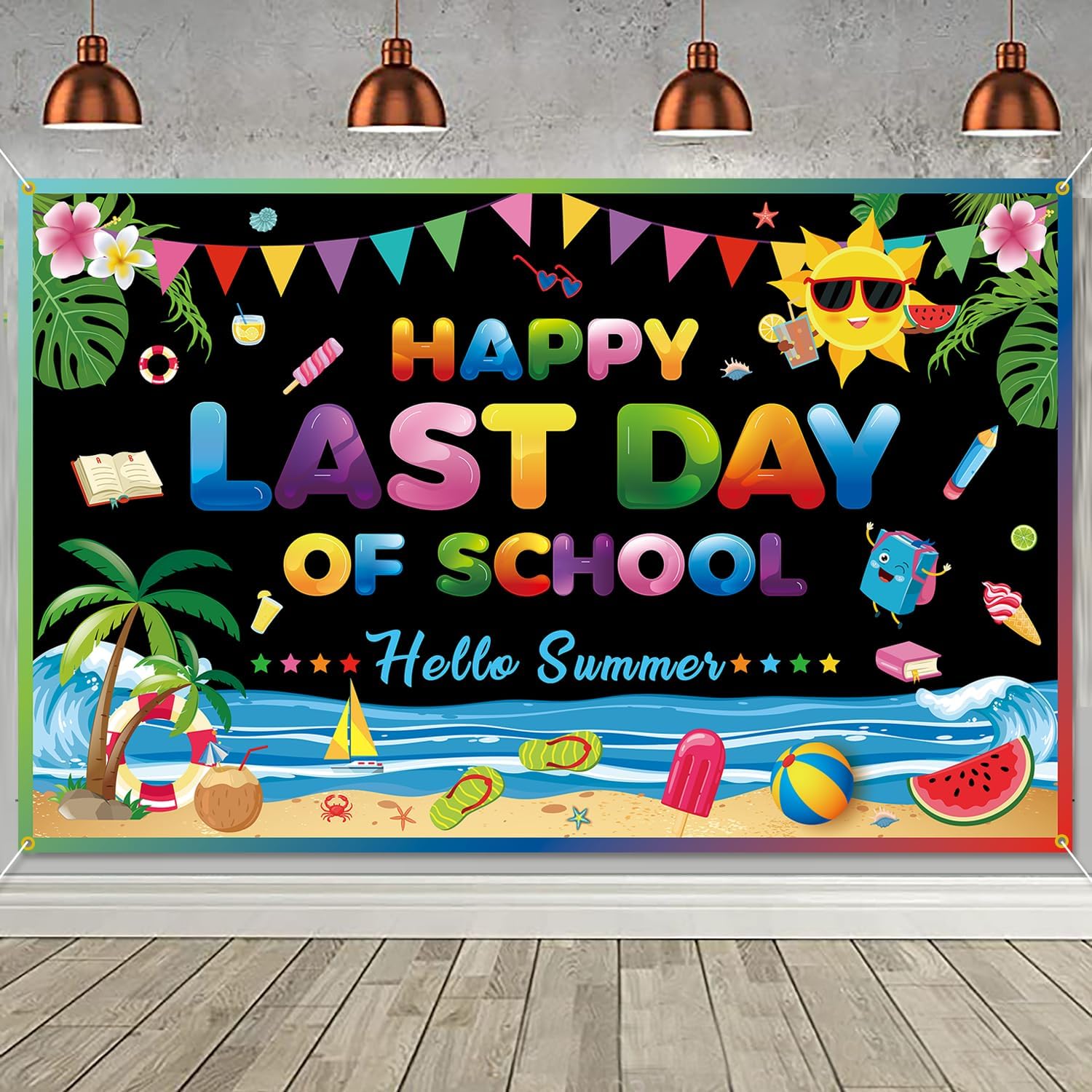 Amazon.com : PTFNY Happy Last Day of School Backdrop Banner End of ...