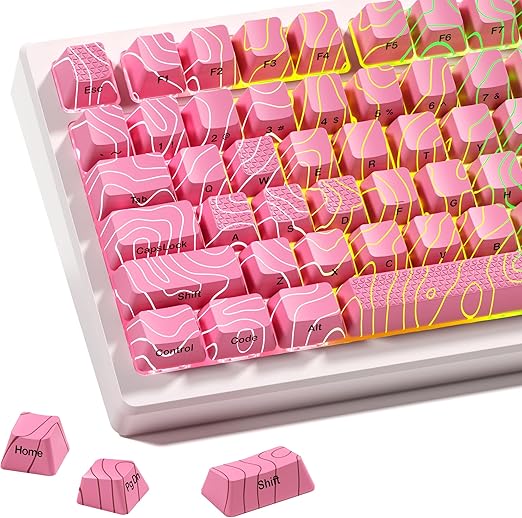 Amazon.com: XVX Pink Topographic Keycaps with IMD Tech, Shine Through ...