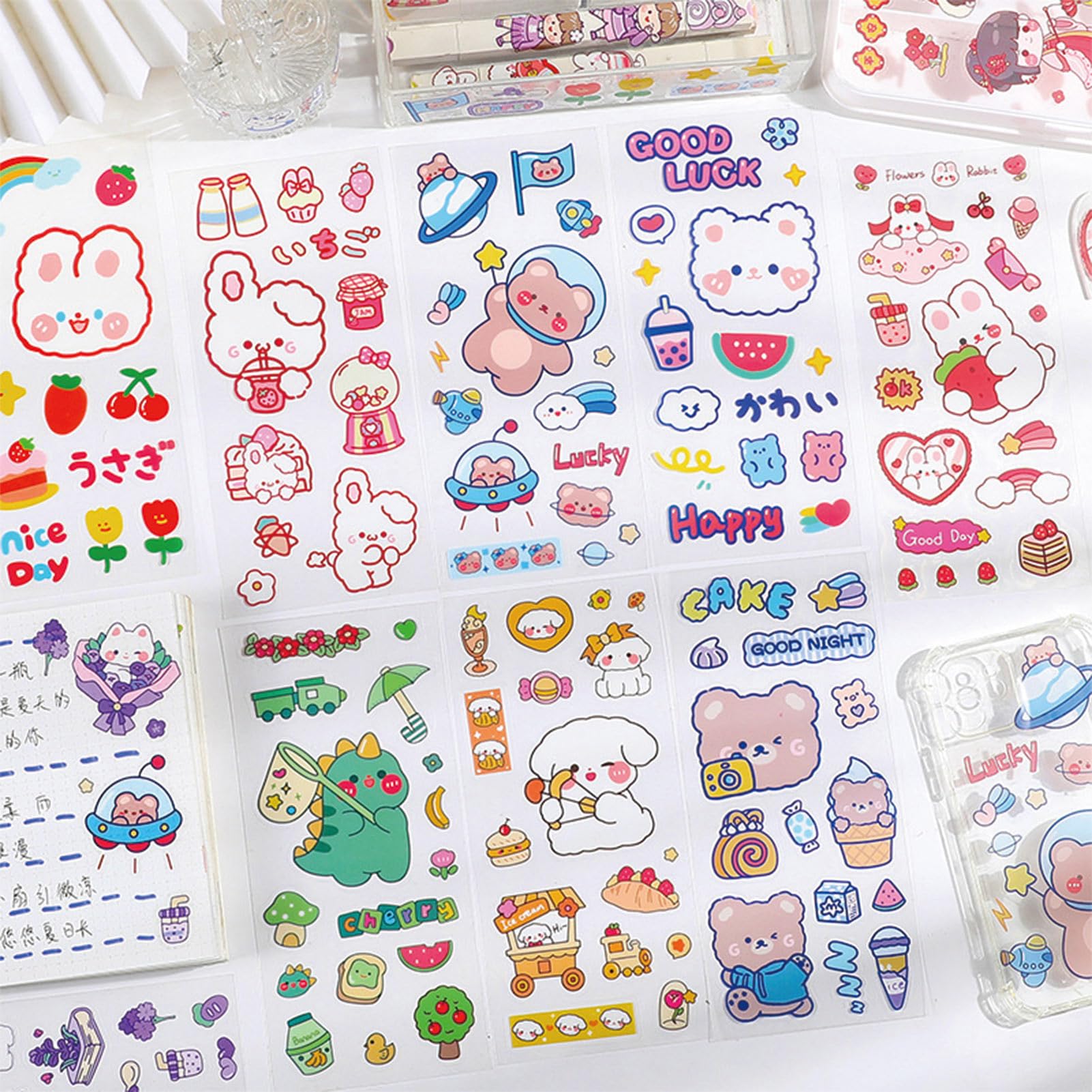 Amazon.com: 20 Sheets Cute Stickers for Kids Girls Kawaii Cartoon ...